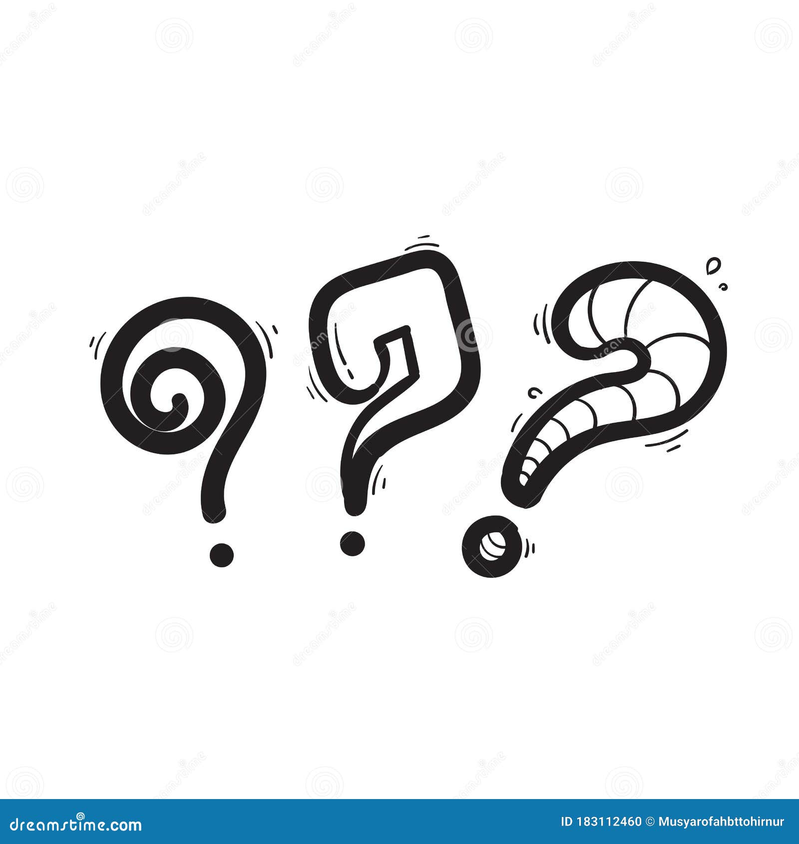 Set of Hand Drawn Question Marks. Doodle Questions Marks Set Stock ...