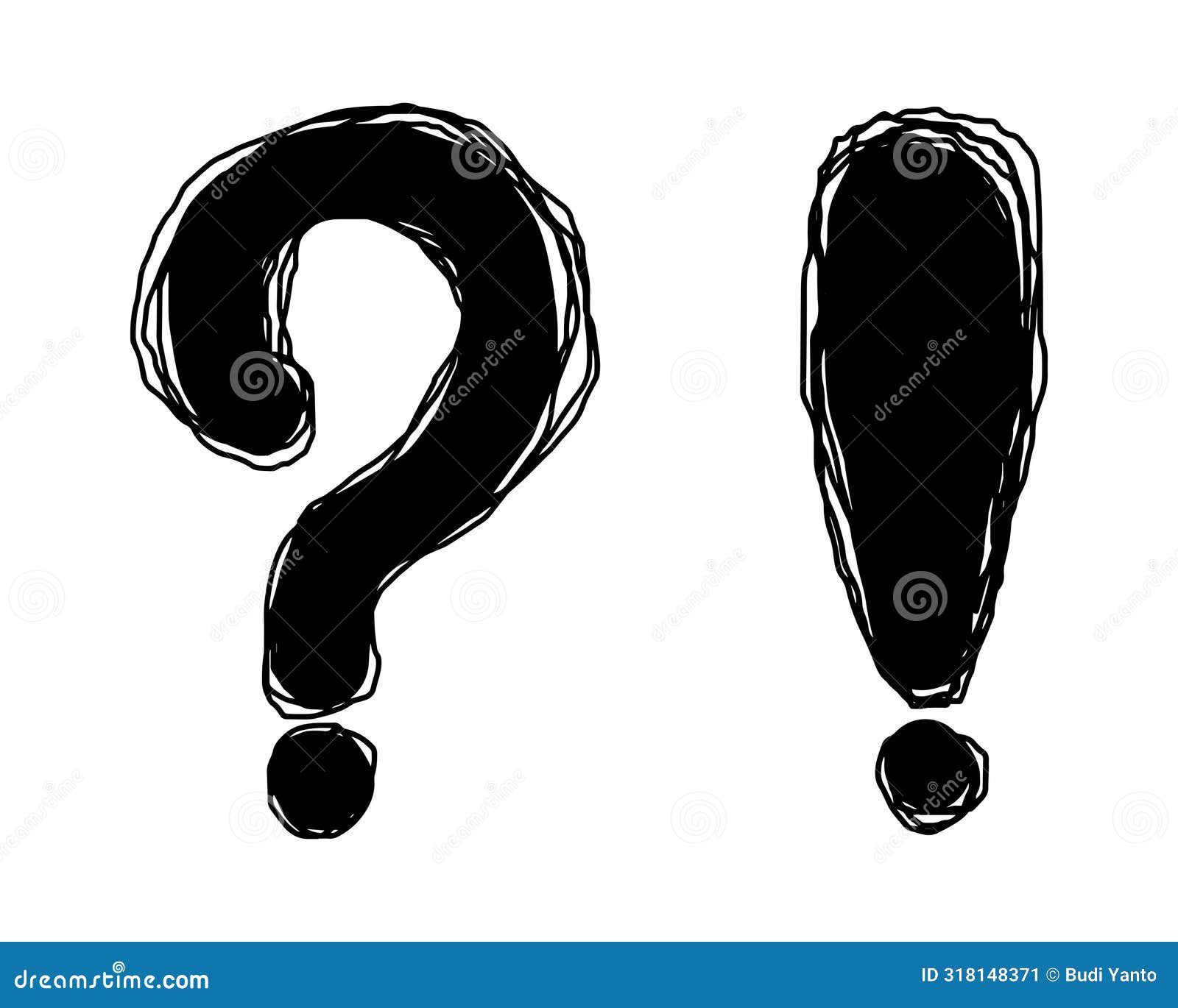 Set of Hand Drawn Question Marks and Exclamation. Doodle Questions ...