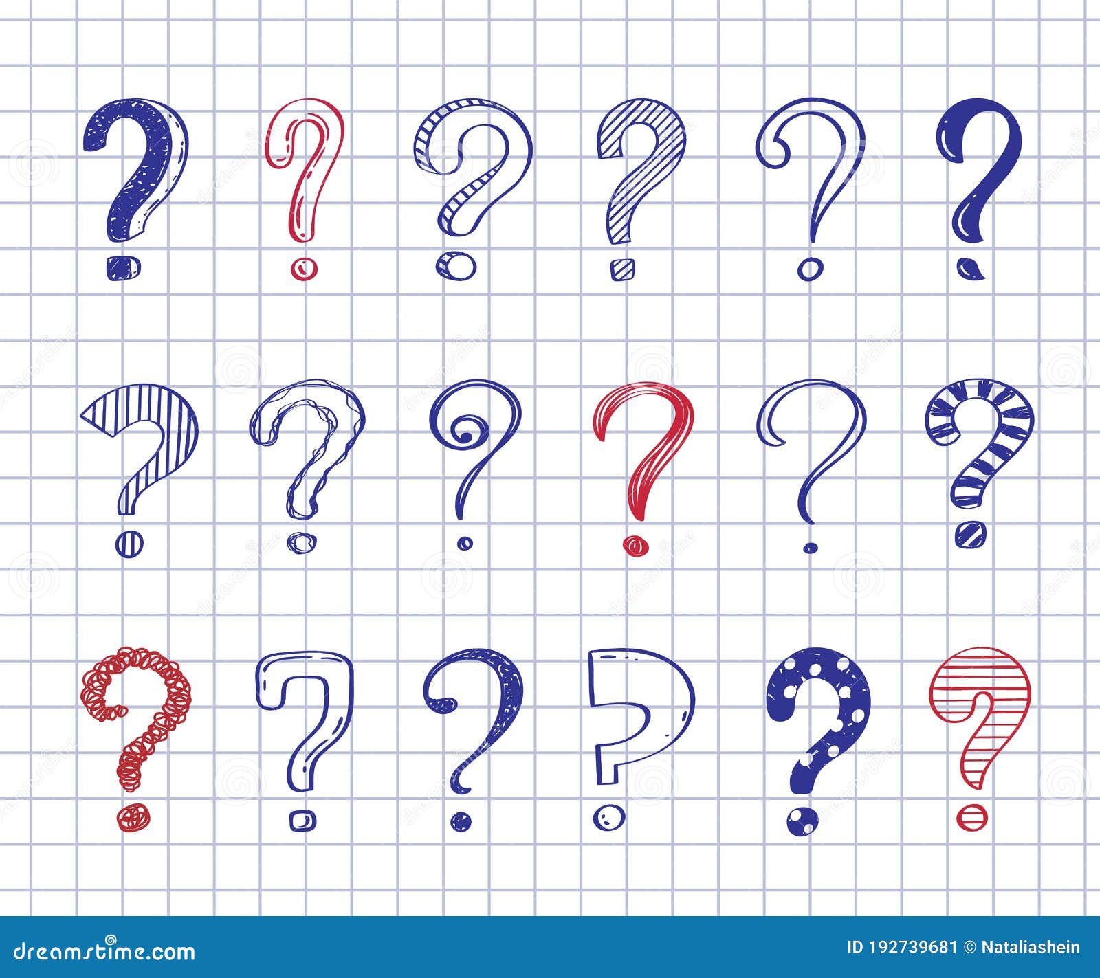 Set of Hand Drawn Question Marks on a Paper Background Stock Vector ...