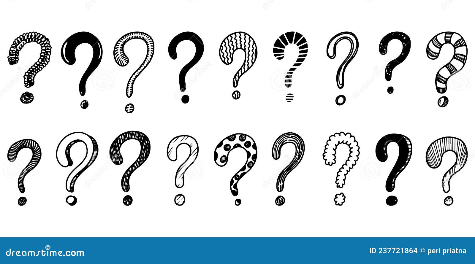 Set of Hand Drawn Question Marks. Vector Illustration Stock Vector ...