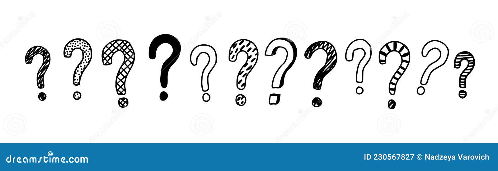 A Drawn Question Mark. Question Symbol. Hand-drawn Interrogation Icons ...