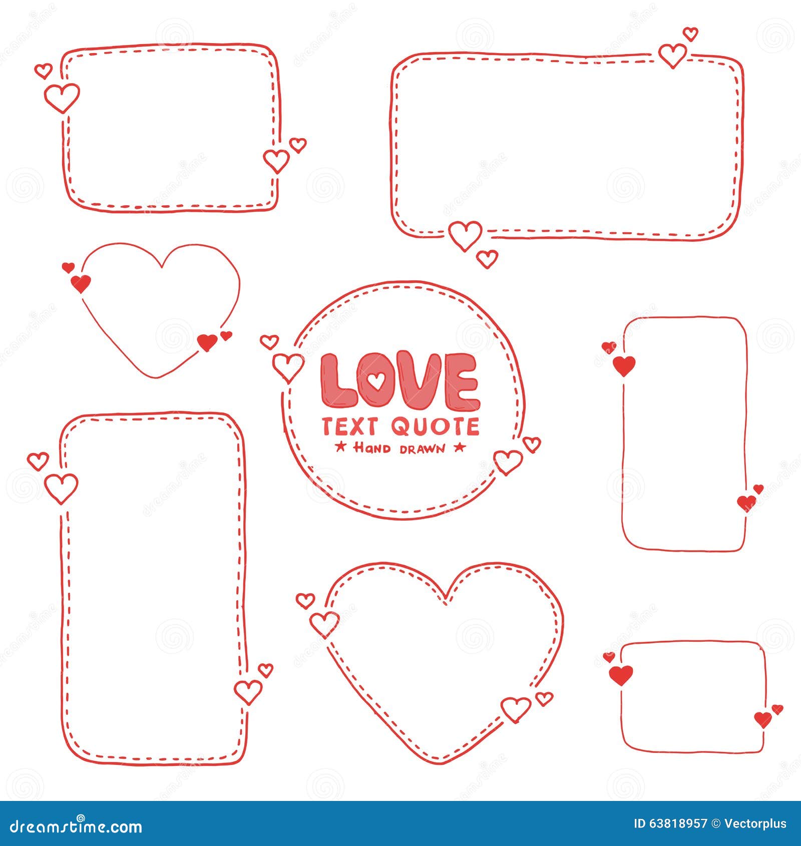 Set of Hand Drawn Quote Dashed Line Boxes Stock Vector - Illustration ...