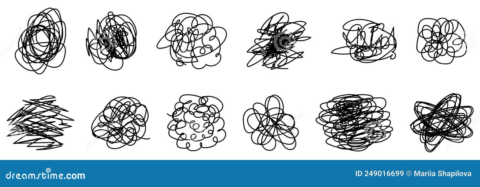 Set of Hand Drawn Random Scribble Shapes Stock Vector - Illustration of design, hand: 249016699