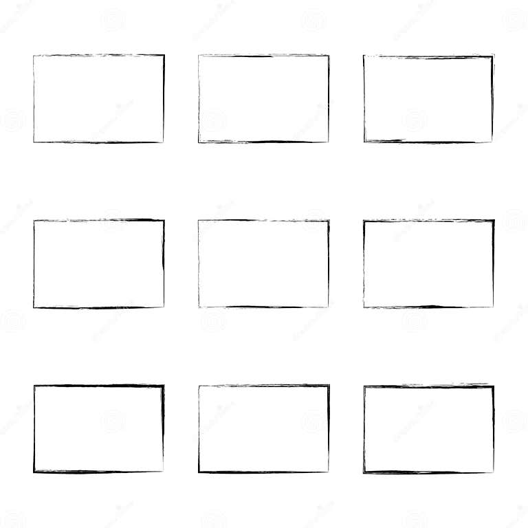 Set Hand Drawn Rectangle Frame. Stock Vector - Illustration of felt ...