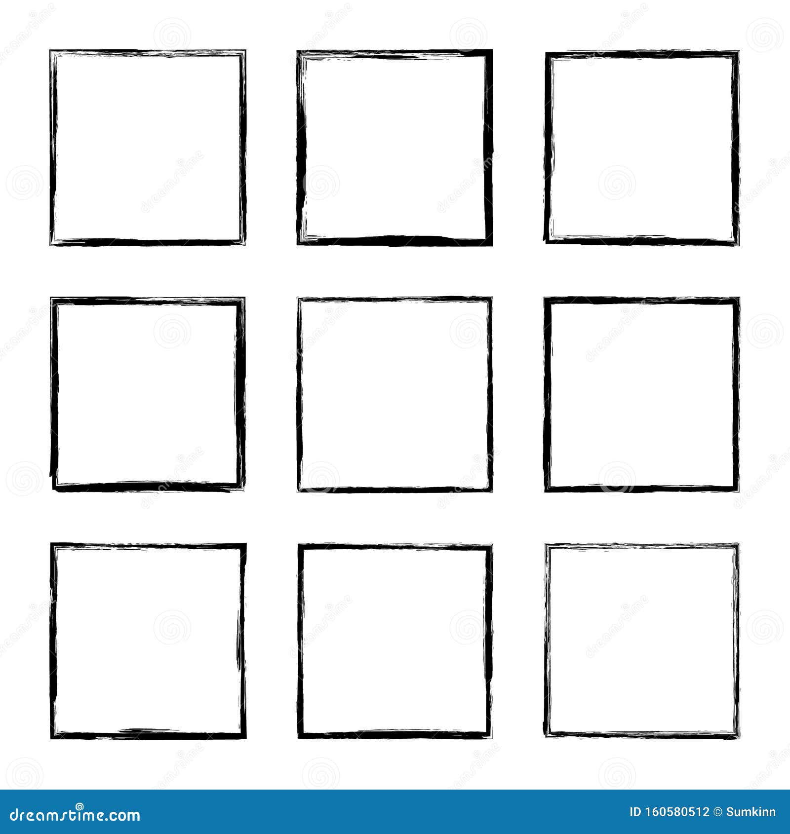 Set Hand Drawn Rectangle Frame. Stock Vector - Illustration of frame ...