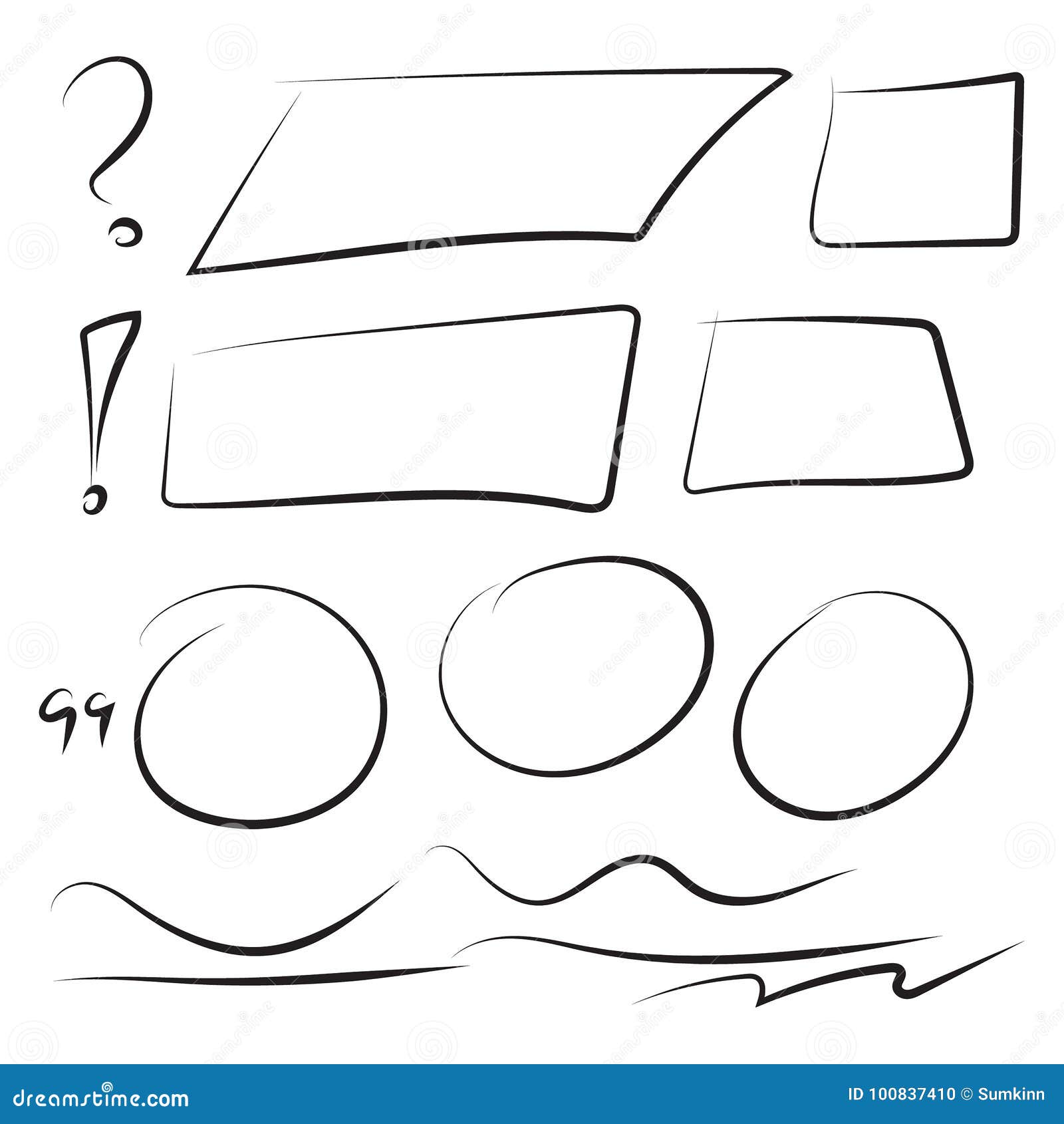 Set hand drawn rectangle. stock vector. Illustration of question ...