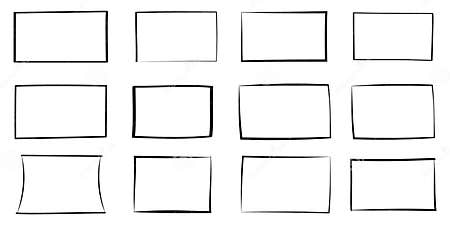 Set of Hand Drawn Rectangle. Text Box and Frames Stock Vector ...