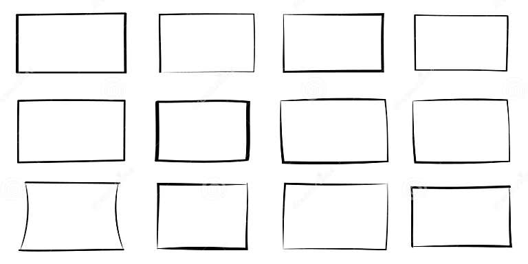 Set of Hand Drawn Rectangle. Text Box and Frames Stock Vector ...