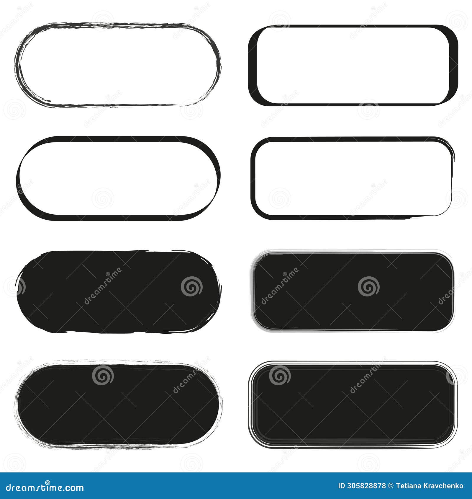 Set Hand Drawn Rectangle. Text Box and Frames. Vector Illustration. EPS ...