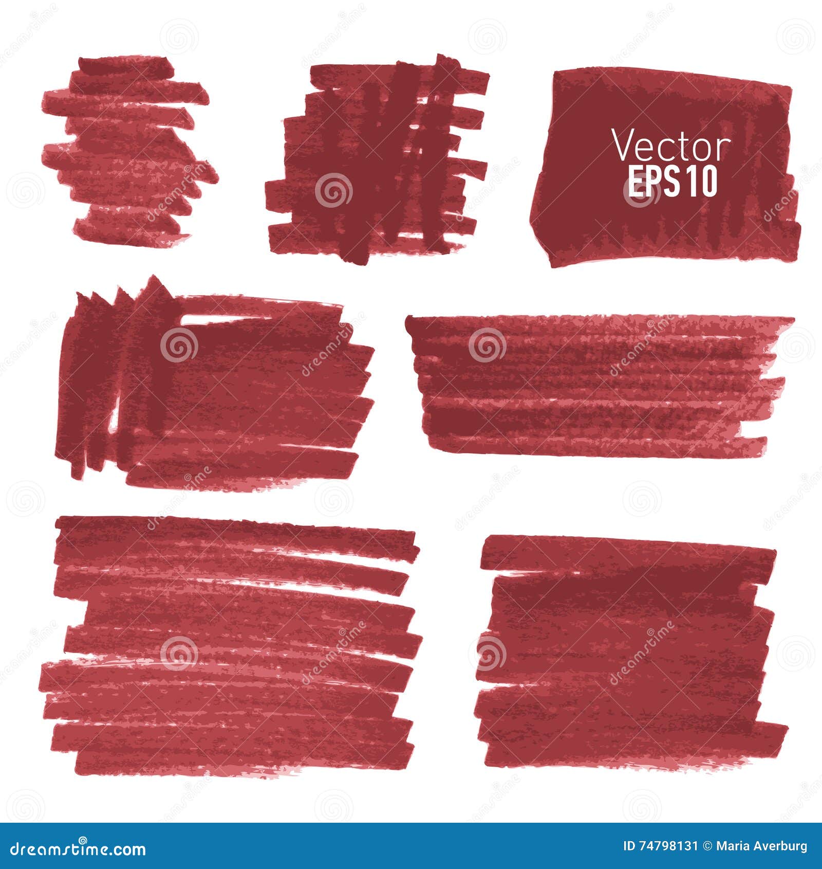 Set of Hand Drawn Red Paint Stains Stock Vector - Illustration of ...