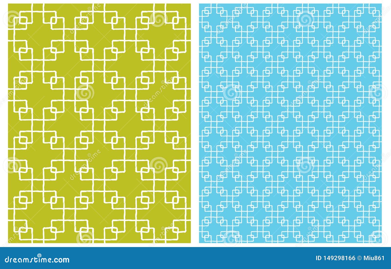 Set of 2 Hand Drawn Regular Geometric Vector Patterns. Abstract Vector ...