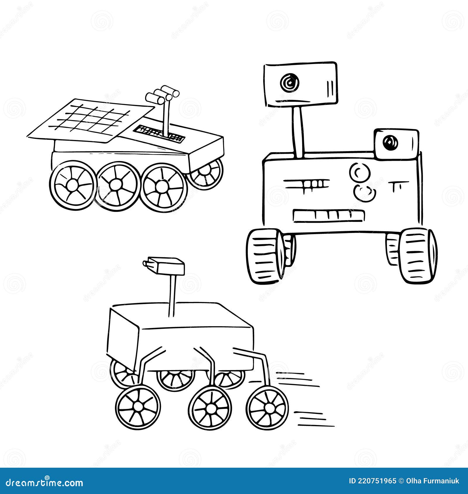 Set of Hand-drawn Robotic Rovers for Exploring and Learning New Planets ...