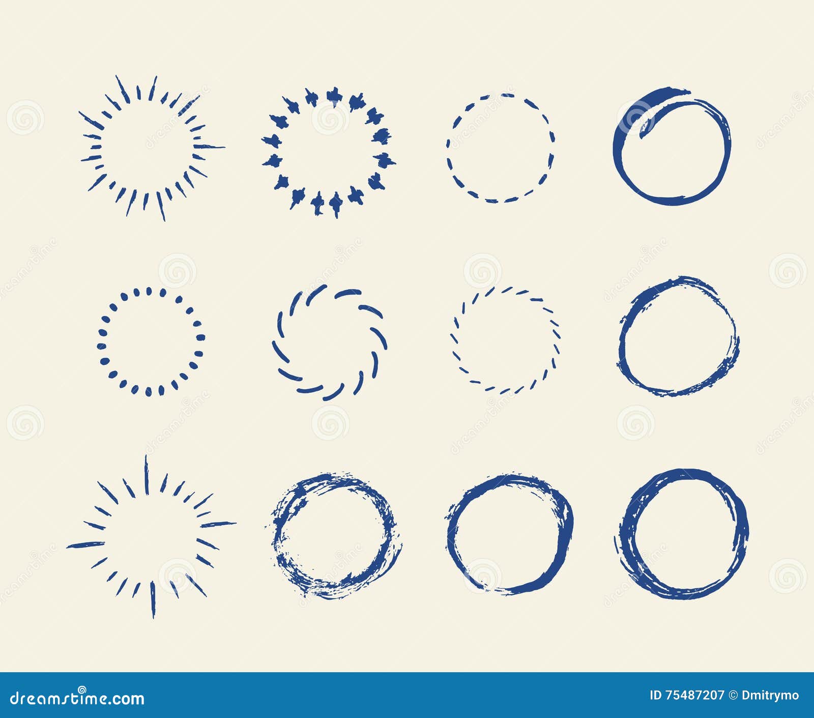 Set of Hand Drawn Round Shapes. Vector Illustration Stock Vector ...