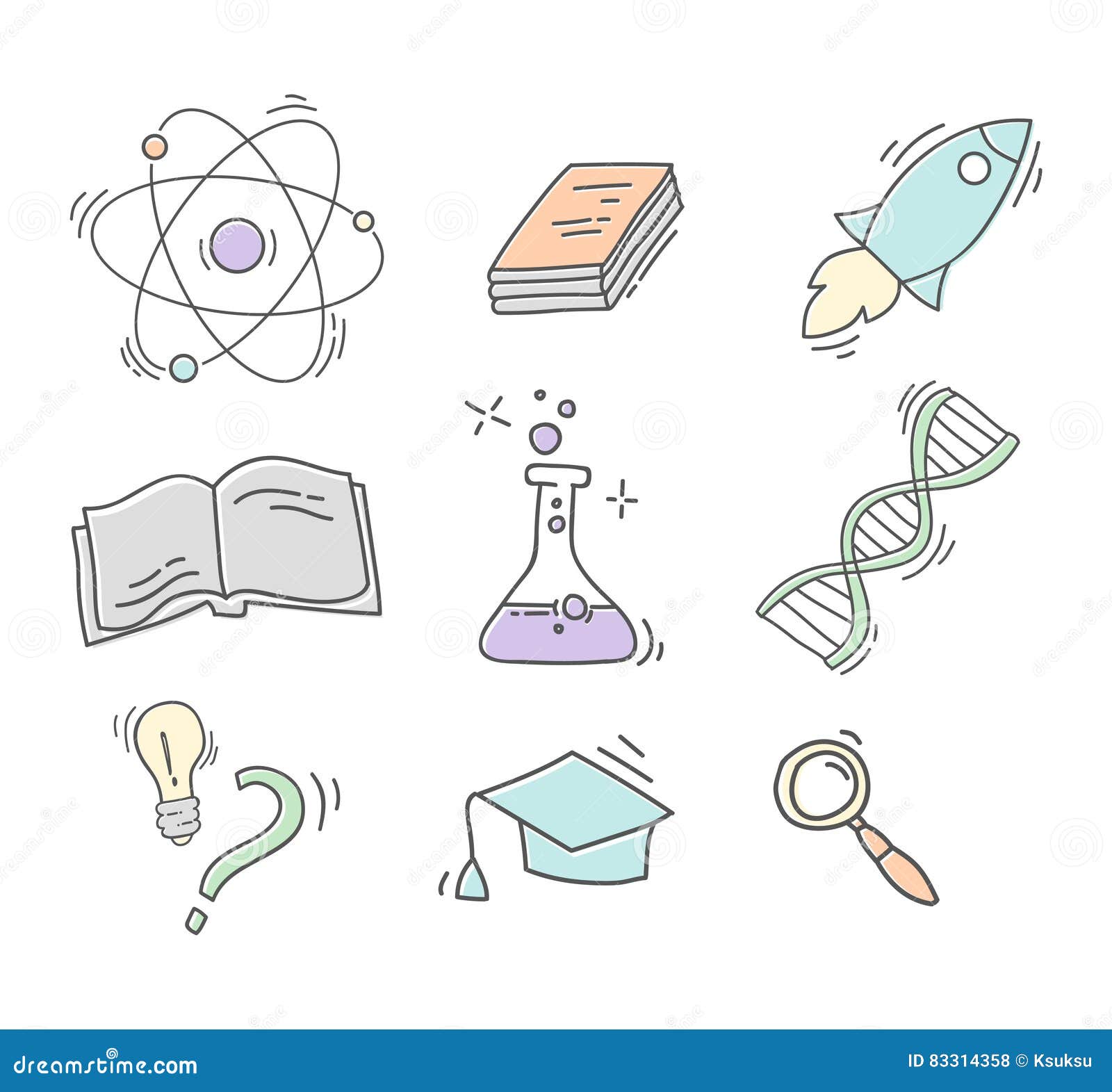 Set of Hand Drawn Science Icons Stock Vector - Illustration of book ...