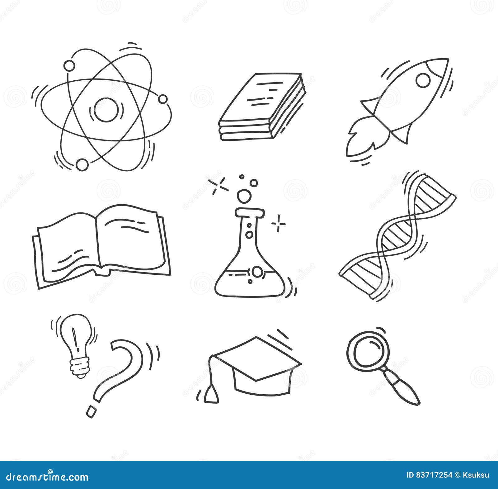 Set of Hand Drawn Science Icons Stock Vector - Illustration of ...