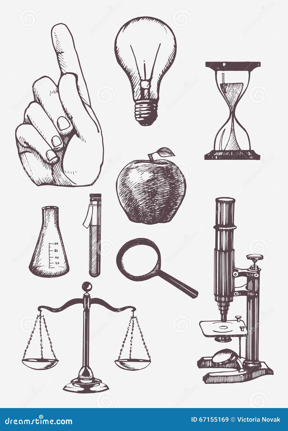 Set of Hand Drawn Science Objects. Stock Vector - Illustration of ...