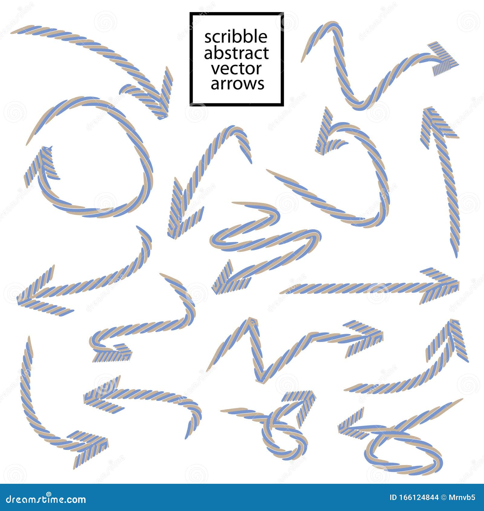Set of Hand Drawn Scribble Arrows. Collection of Abstract Arrows in ...