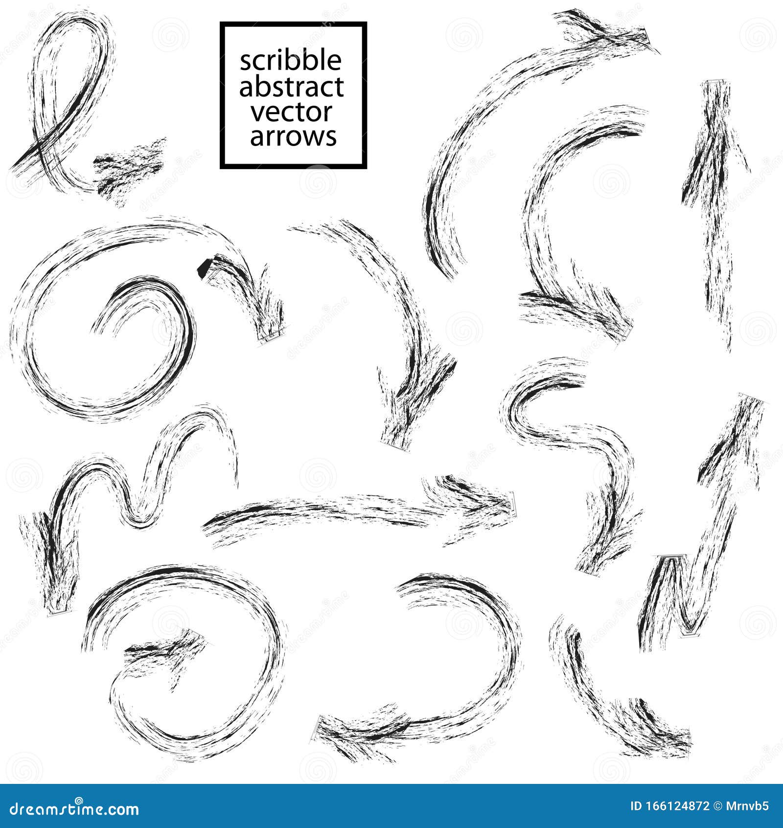 Set of Hand Drawn Scribble Arrows. Collection of Abstract Arrows in ...
