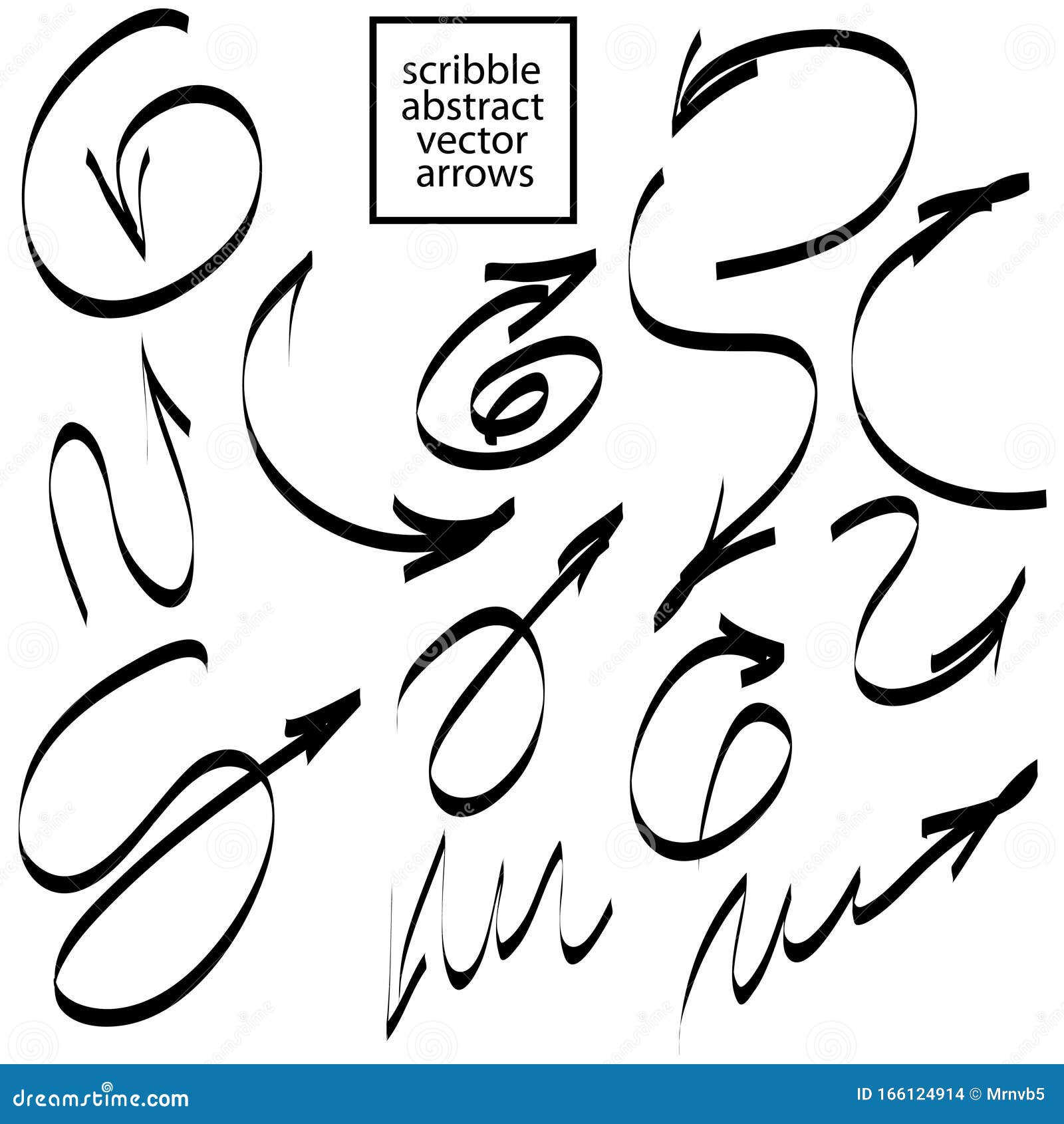 Set of Hand Drawn Scribble Arrows. Collection of Abstract Arrows in ...
