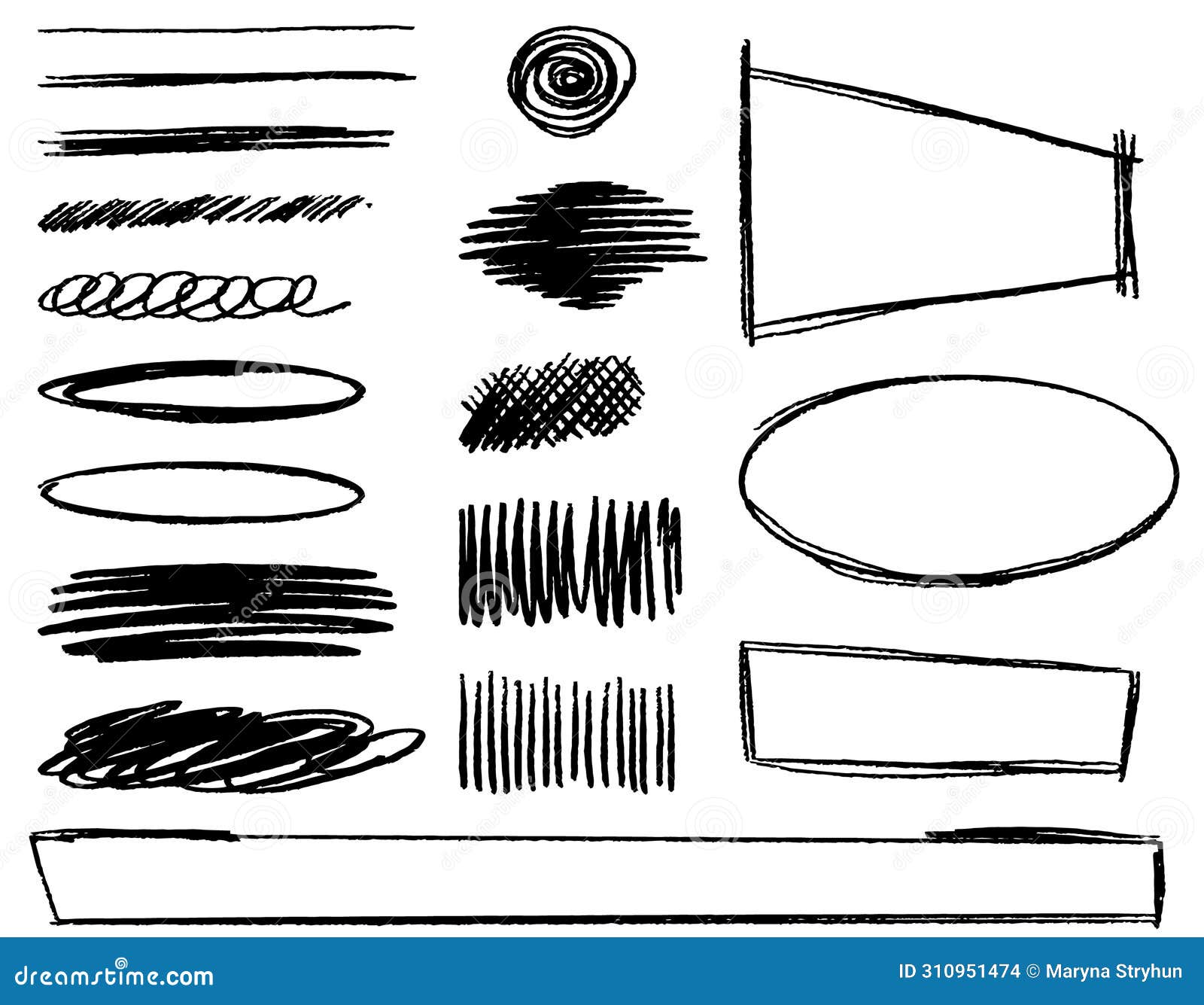 Set of Hand Drawn Scribble Characters Isolated on White. Stock Vector ...