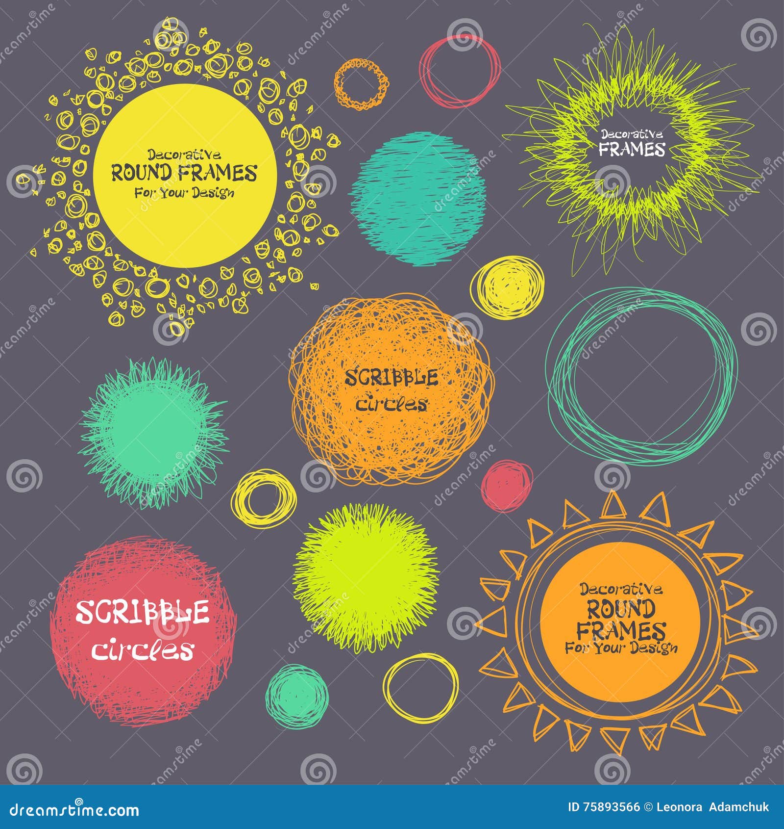 Set of Hand-drawn Scribble Circles and Decorative Frames for You ...