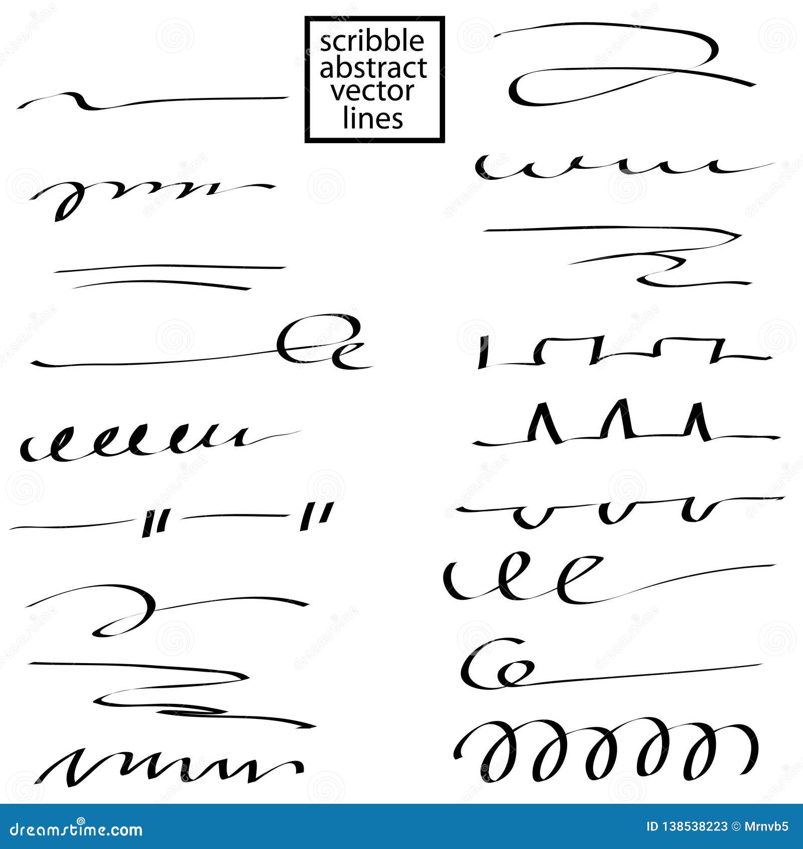 Set of Hand Drawn Scribble Lines. Collection of Abstract Strokes To ...