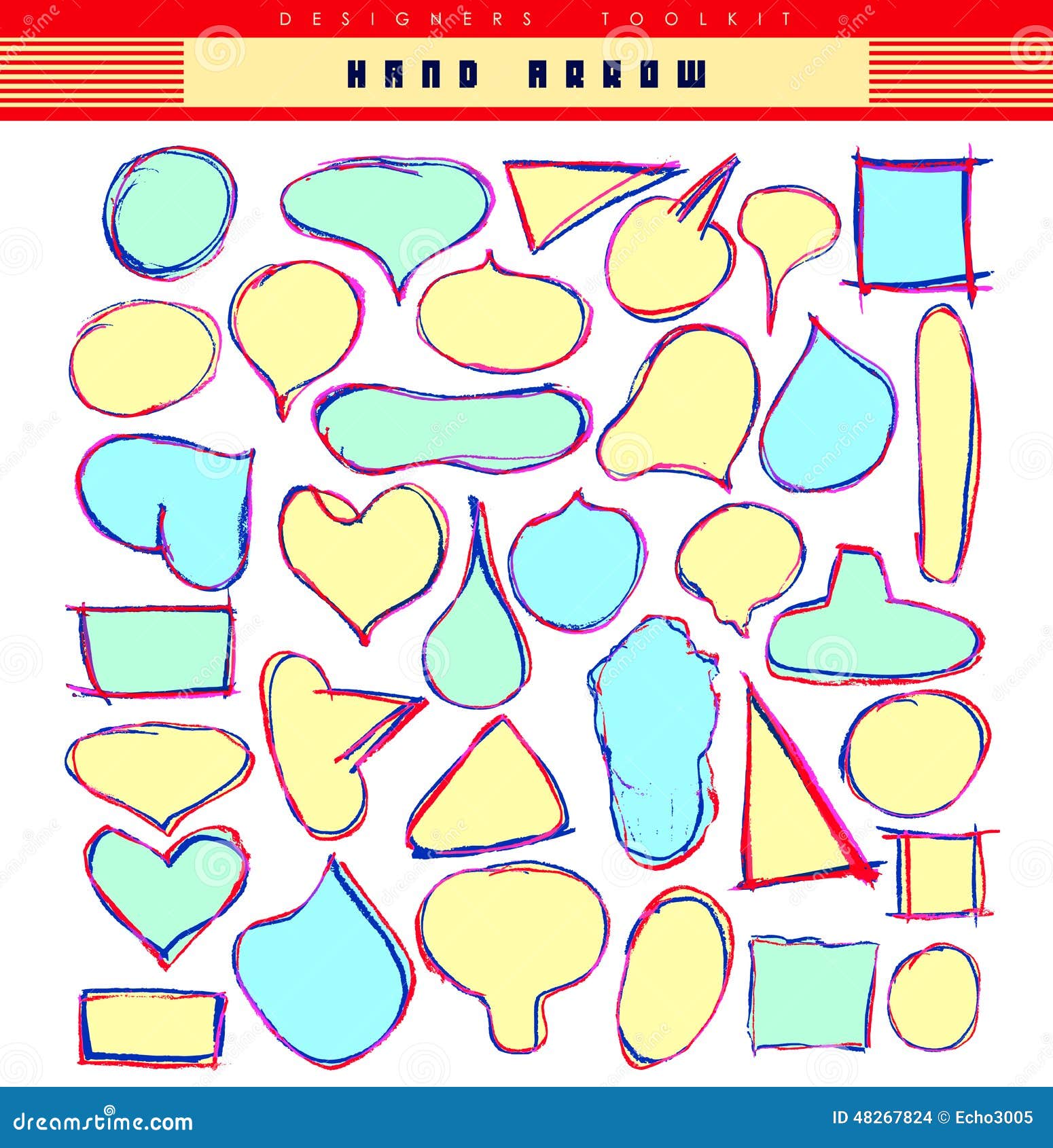 Set of Hand Drawn Scribble Shapes Stock Illustration - Illustration of ...