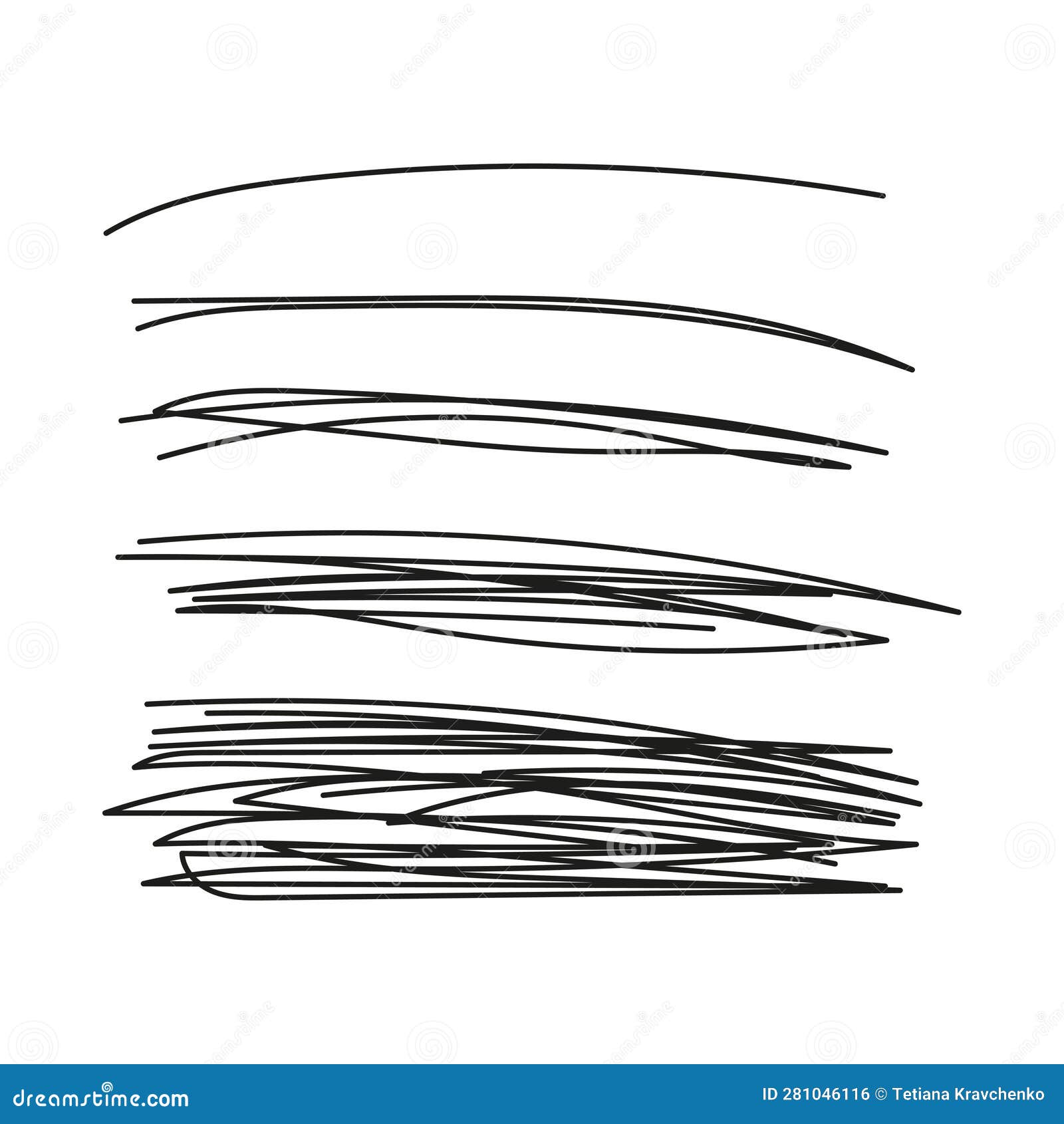 Set of Hand Drawn Scribble Smears. Scrabble Stroke, Scratch, Marker Pen ...