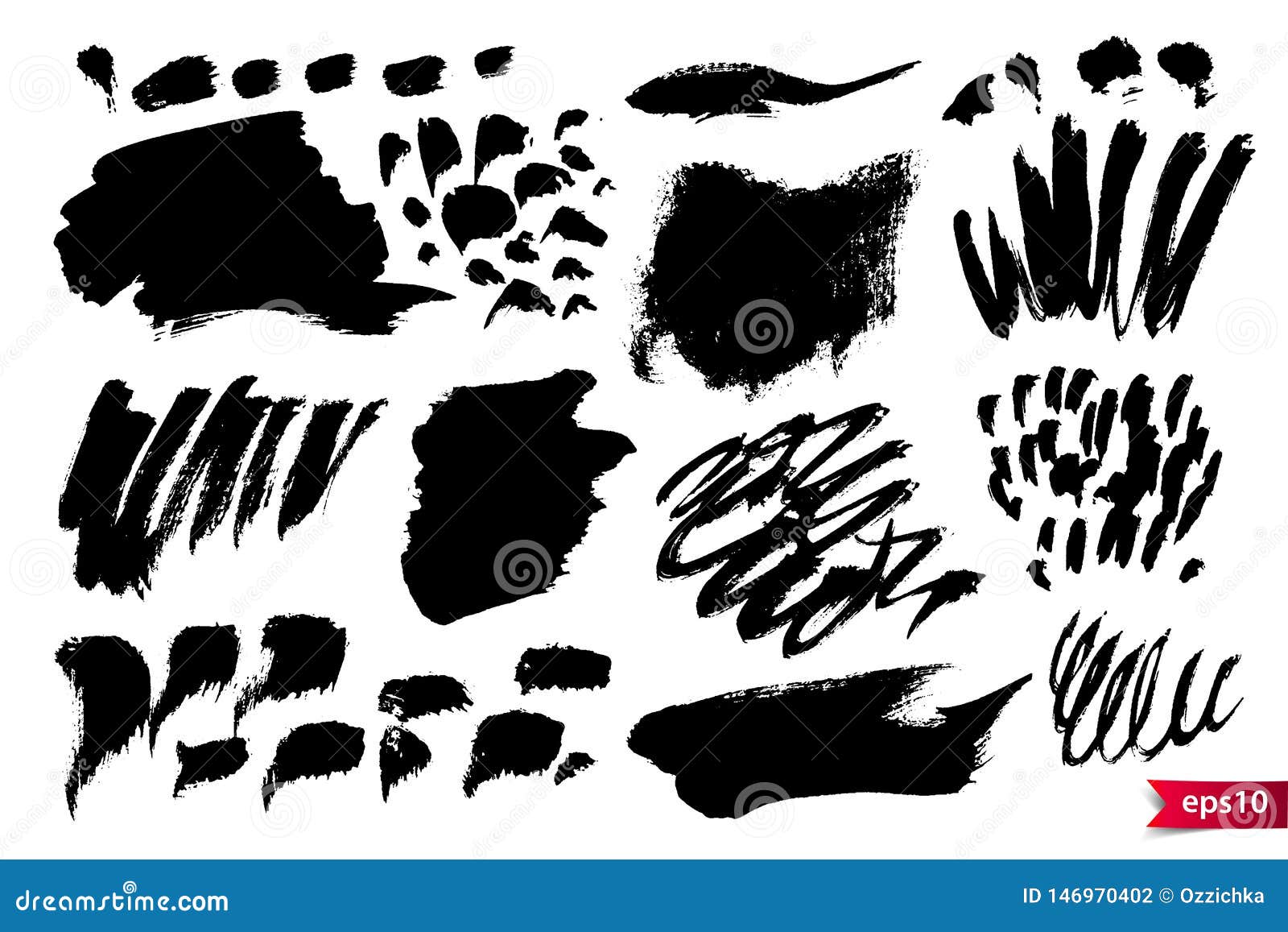 Set of Hand Drawn Scribble Spots Isolated on White. Doodle Style ...