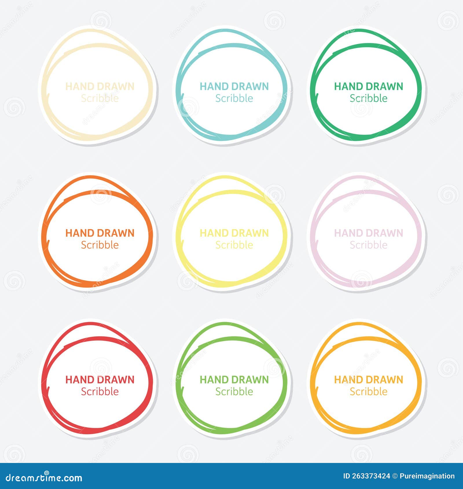 Set of Hand Drawn Scribble Sticker Stock Vector - Illustration of ...