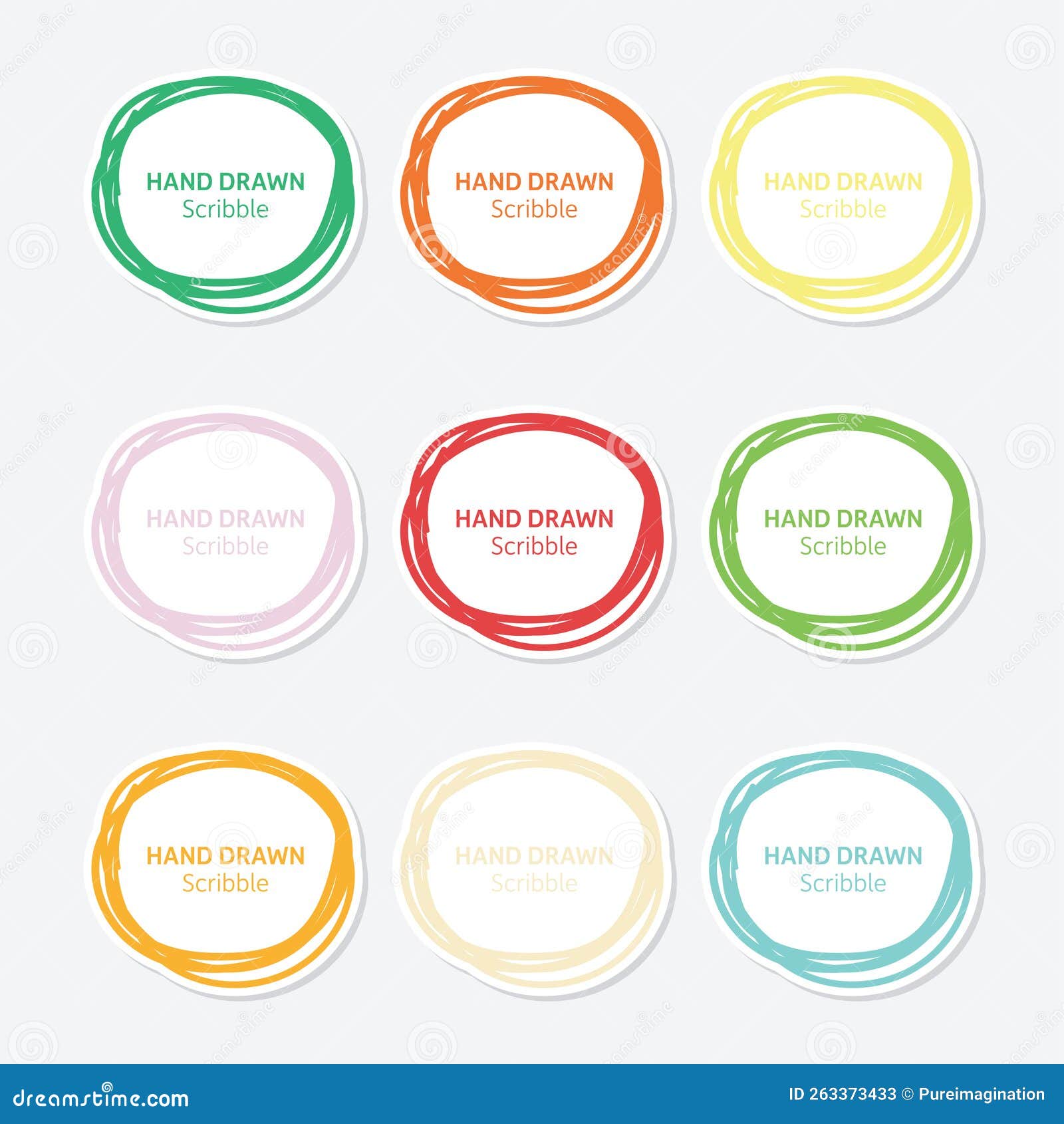 Set of Hand Drawn Scribble Sticker Stock Vector - Illustration of drawn ...