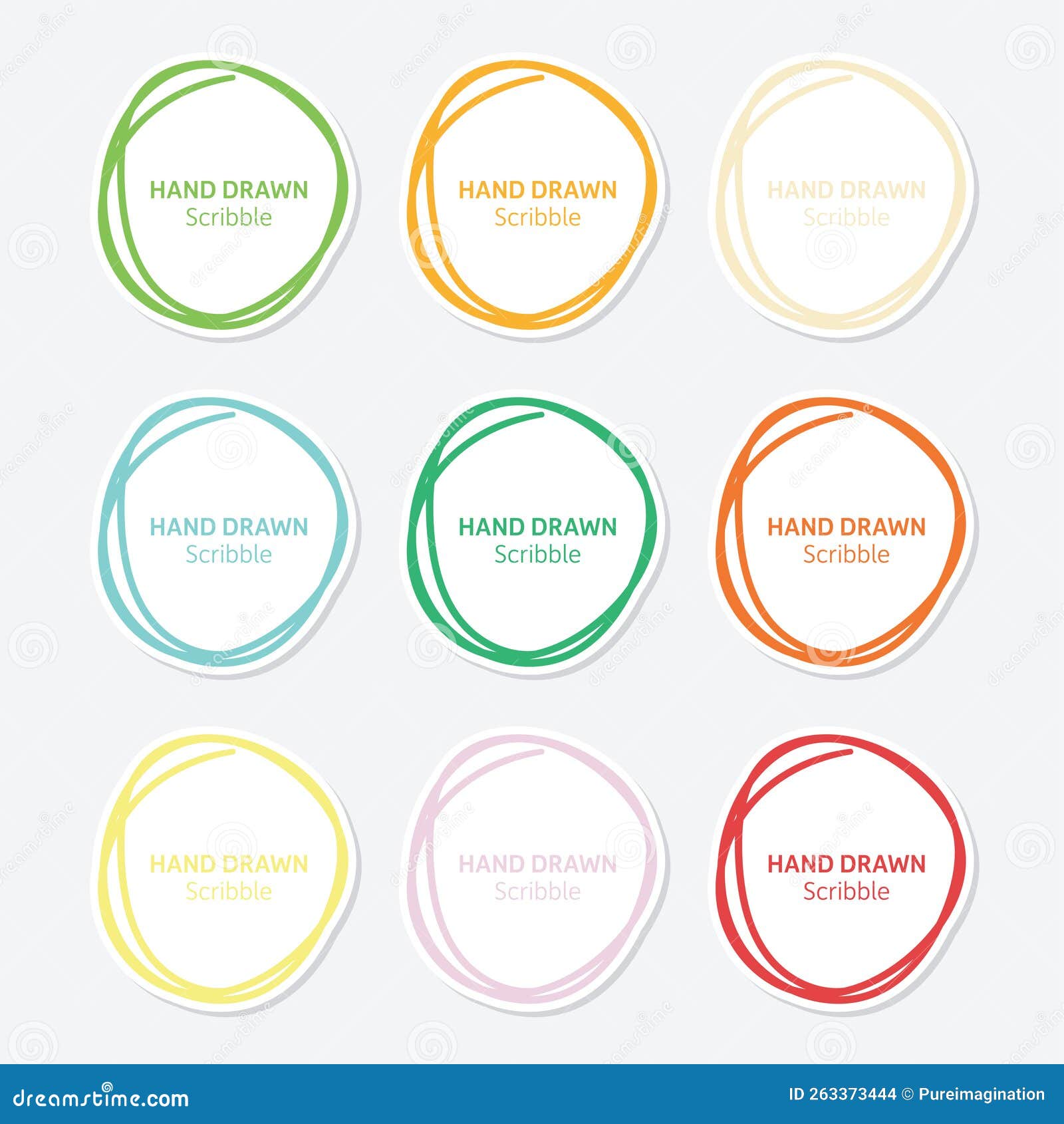 Set of Hand Drawn Scribble Sticker Stock Vector - Illustration of ...