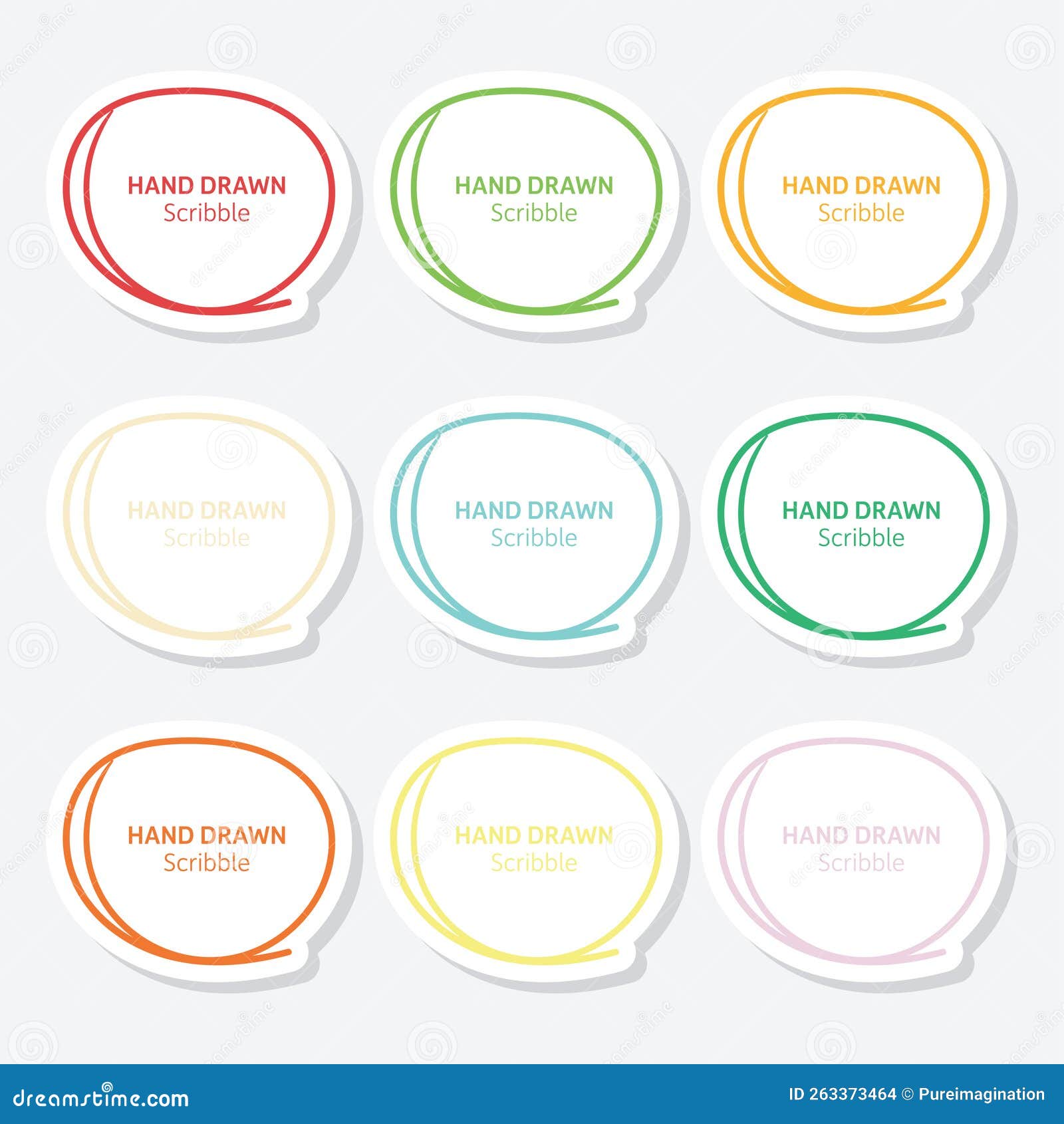 Set of Hand Drawn Scribble Sticker Stock Vector - Illustration of ...