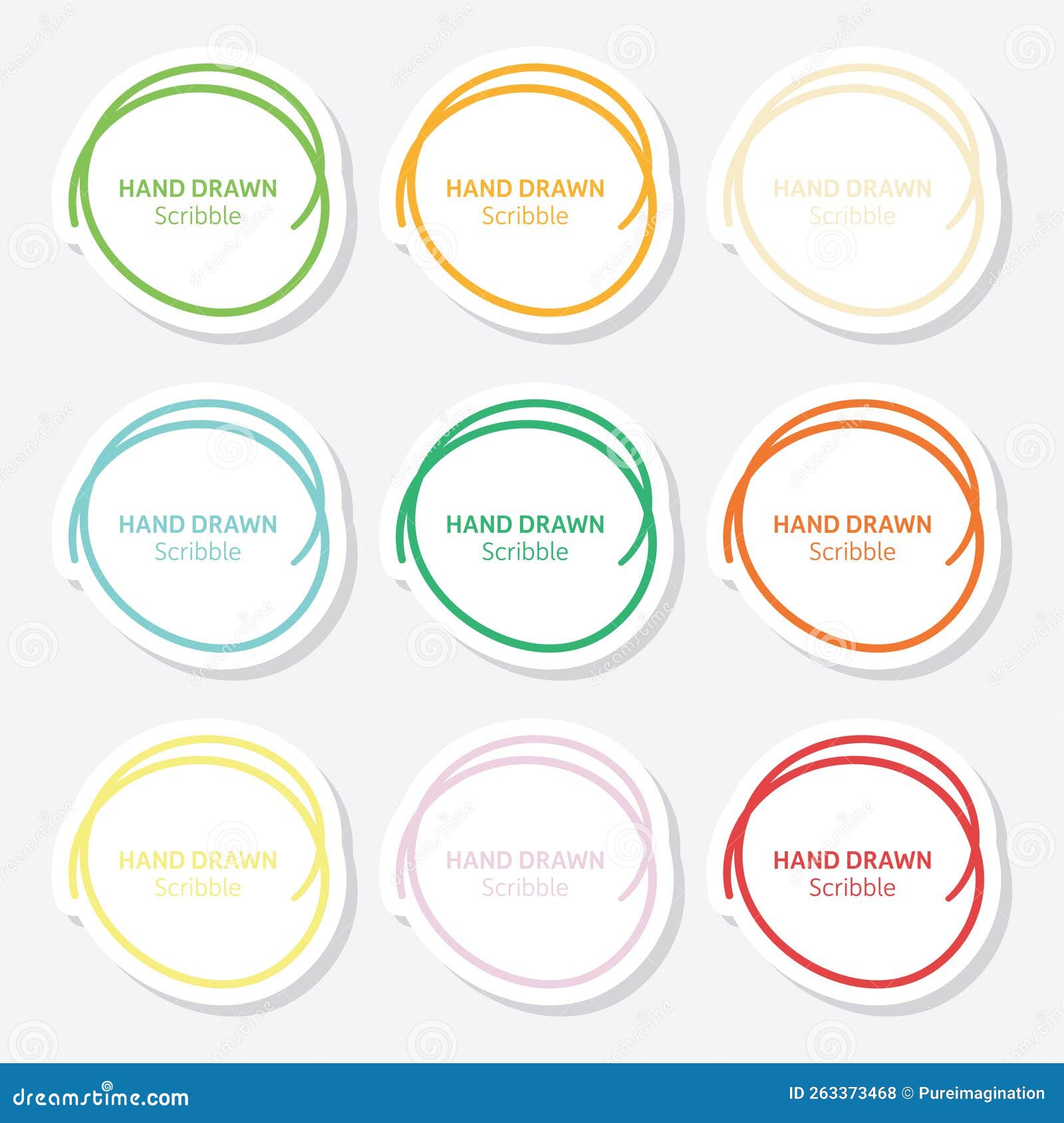 Set of Hand Drawn Scribble Sticker Stock Vector - Illustration of mark ...