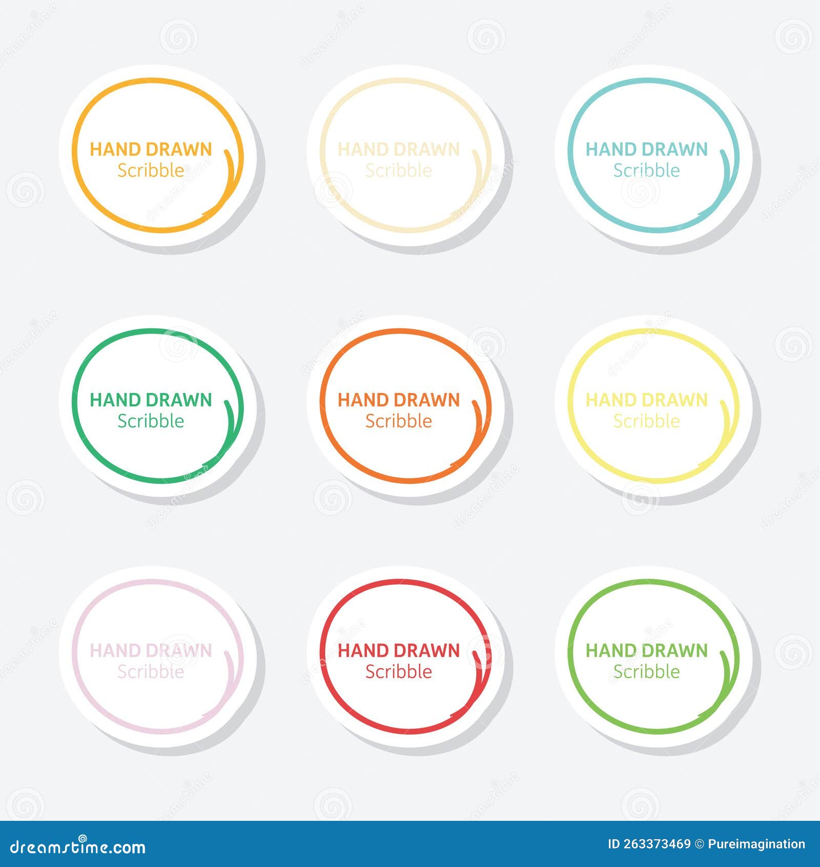 Set of Hand Drawn Scribble Sticker Stock Vector - Illustration of ...