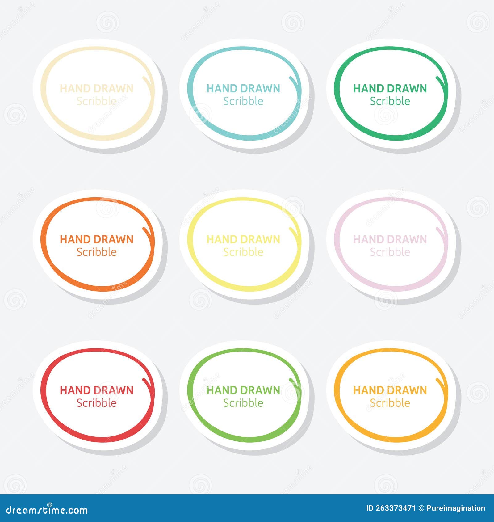 Set of Hand Drawn Scribble Sticker Stock Vector - Illustration of ...