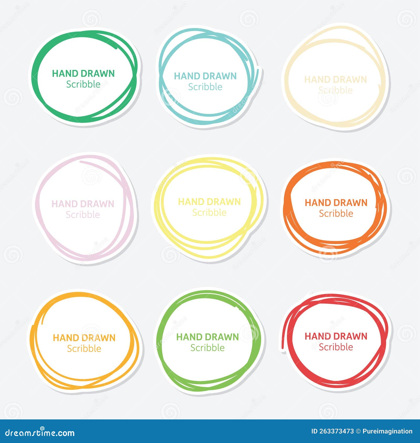 Set of Hand Drawn Scribble Sticker Stock Vector - Illustration of ...