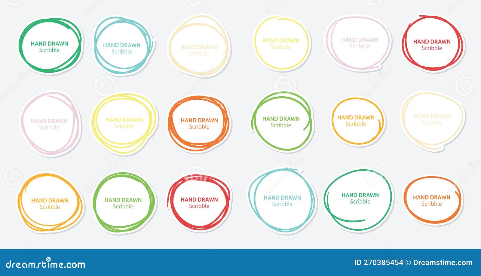 Set of Hand Drawn Scribble Sticker Stock Vector - Illustration of note ...