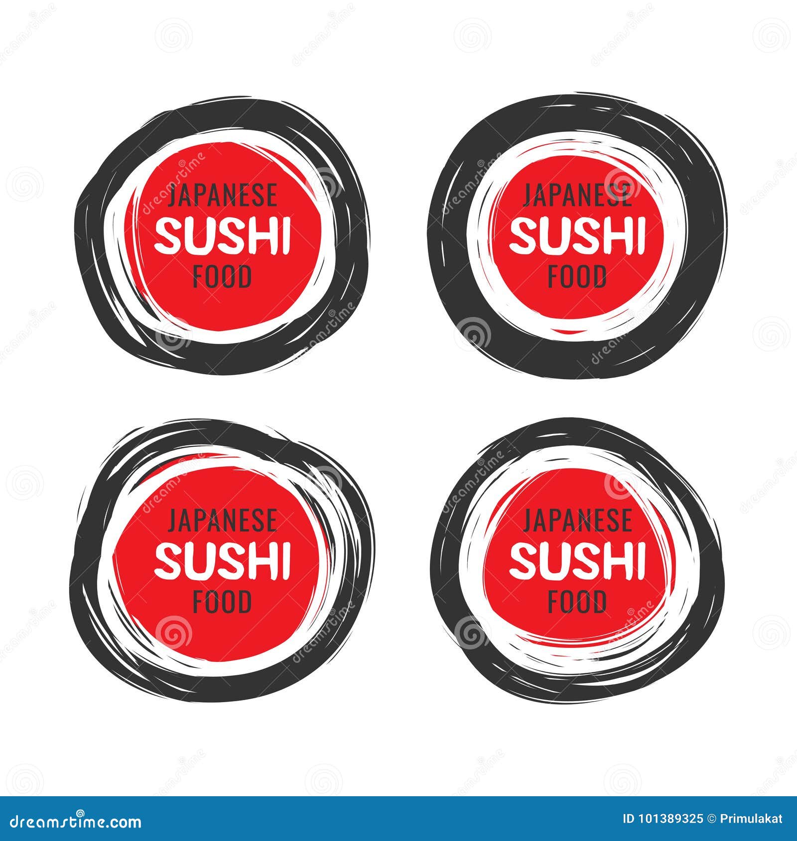 Set of 4 Hand Drawn Scribble Sushi Vector Logo Stock Vector ...
