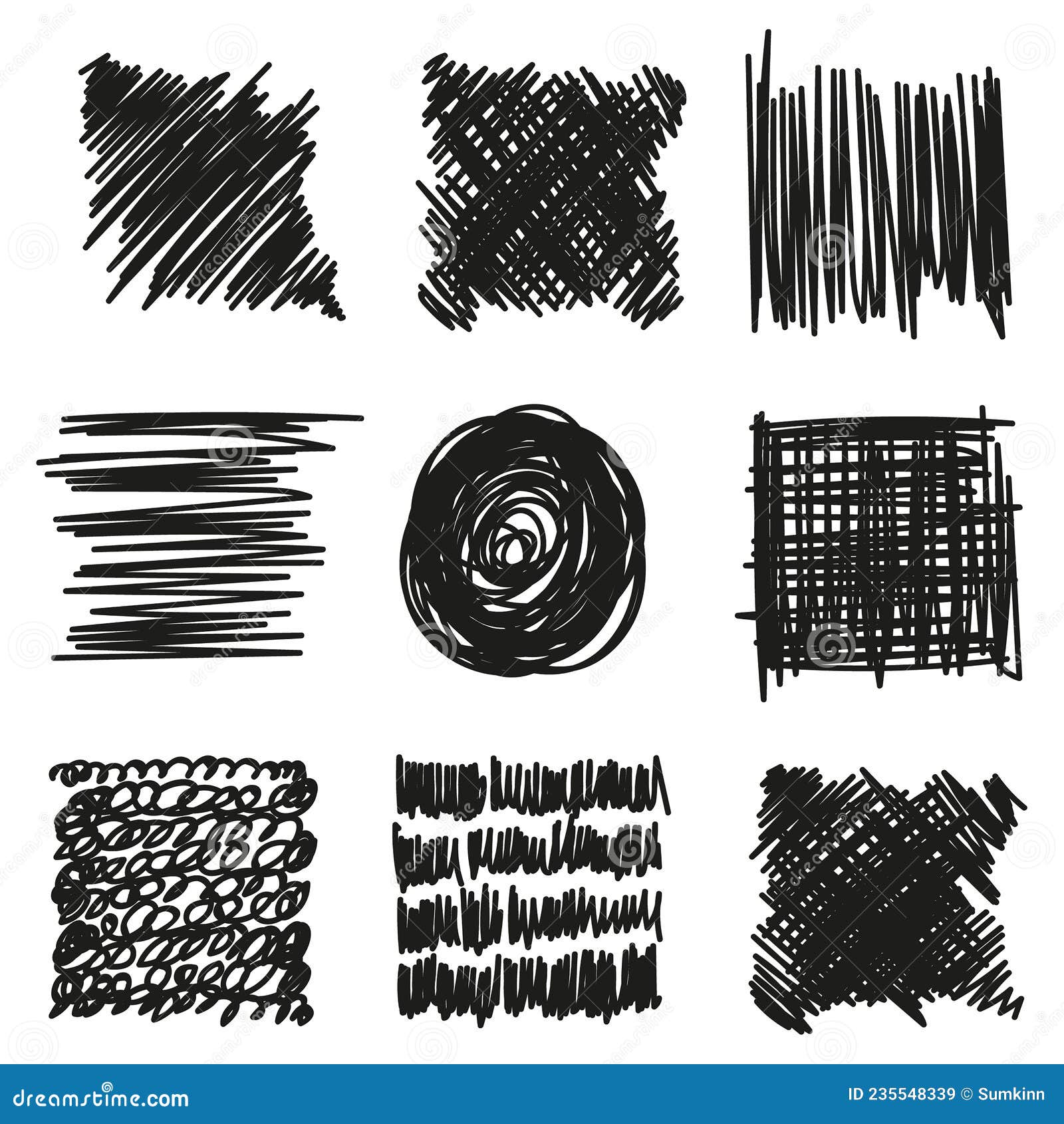 Set of Hand Drawn Scribble Symbols Stock Vector - Illustration of ...