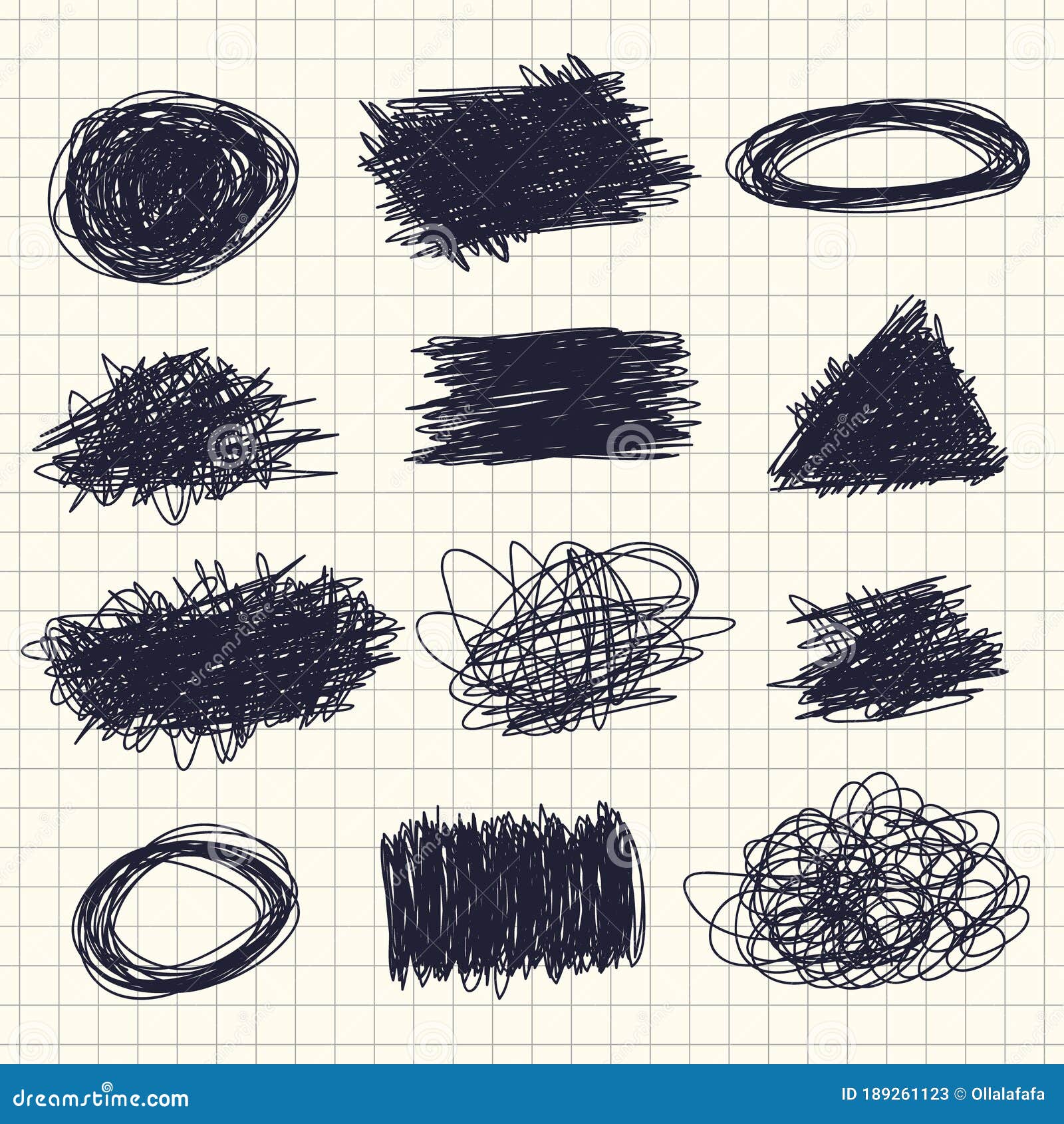 Set of Hand Drawn Scribbles. Stock Vector - Illustration of drawn ...