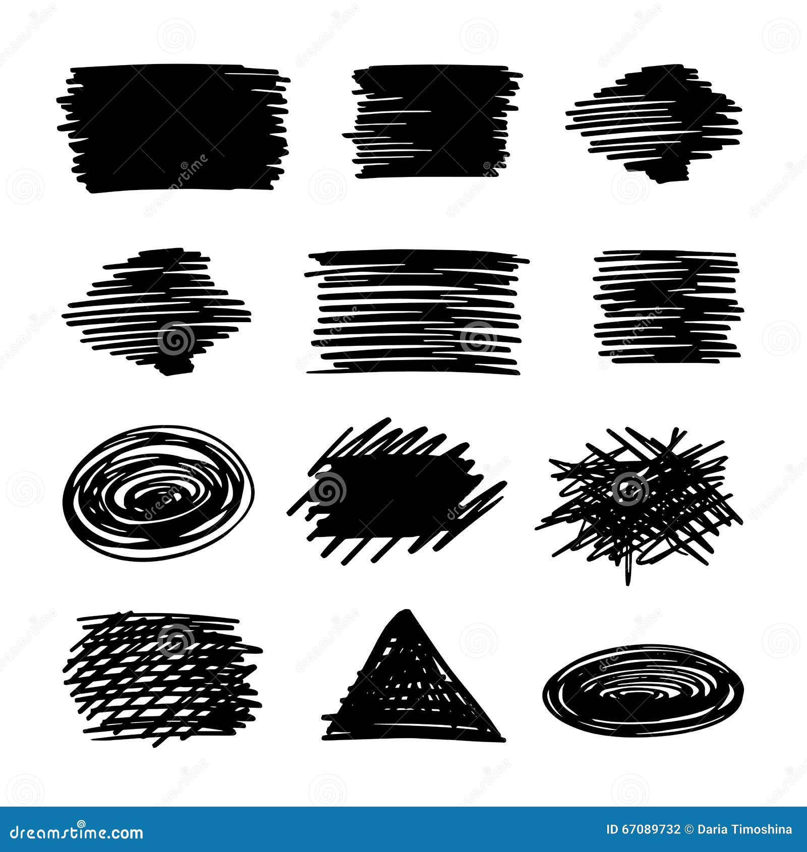 Set of hand drawn shapes stock vector. Illustration of draw - 67089732