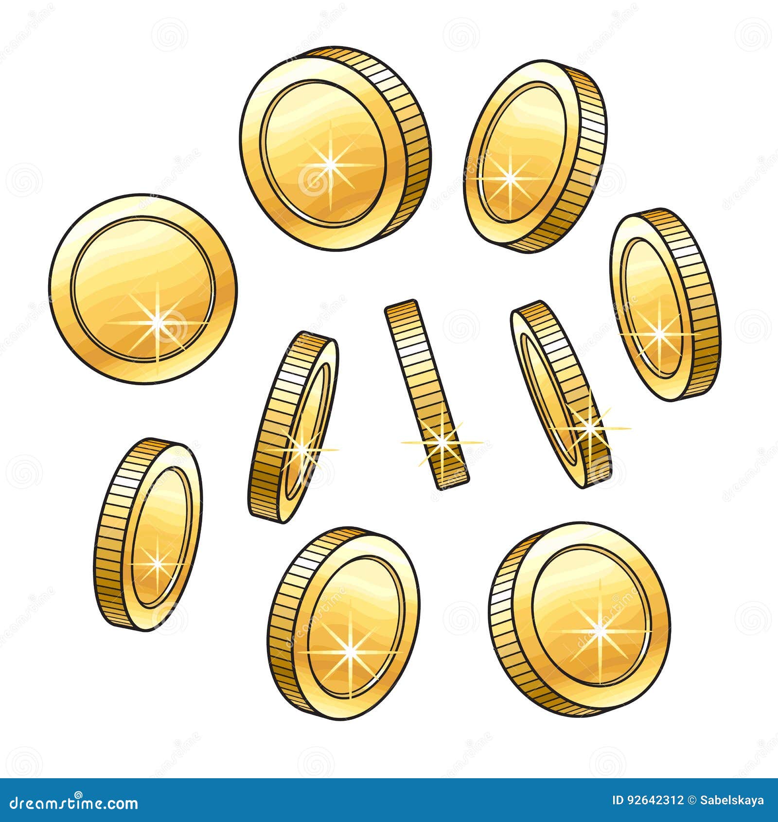 Set of Hand Drawn Shiny Gold Coins in Various Positions Stock Vector ... Set of Hand Drawn Shiny Gold Coins in Various Positions Stock Vector ...
