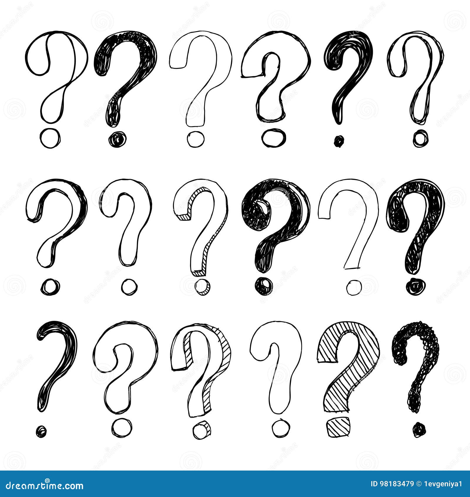 Set of Hand Drawn Sketch Question Marks. Vector Illustration. Stock ...