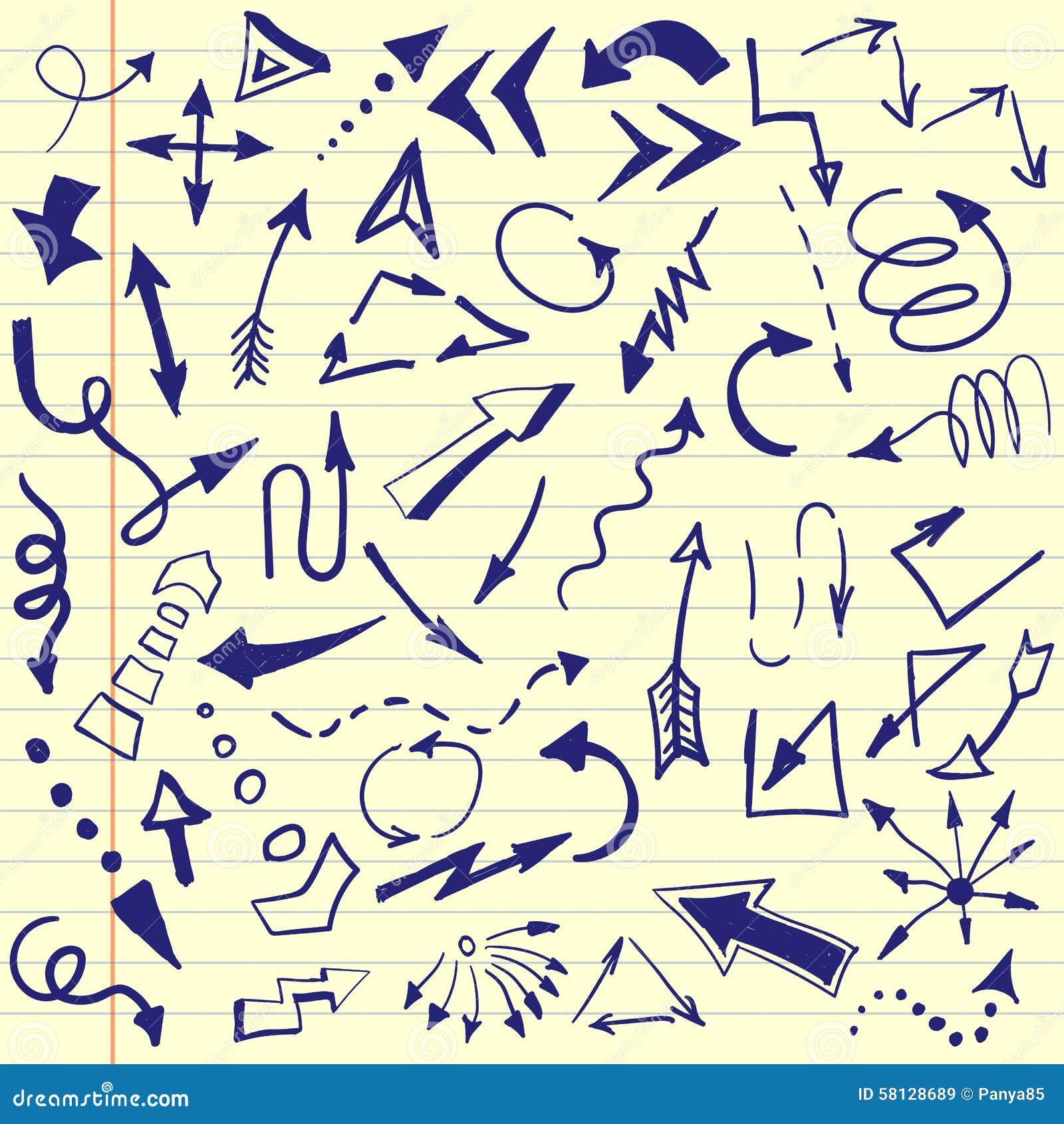 Set of Hand Drawn, Sketched Arrows. Doodle Style Stock Vector ...