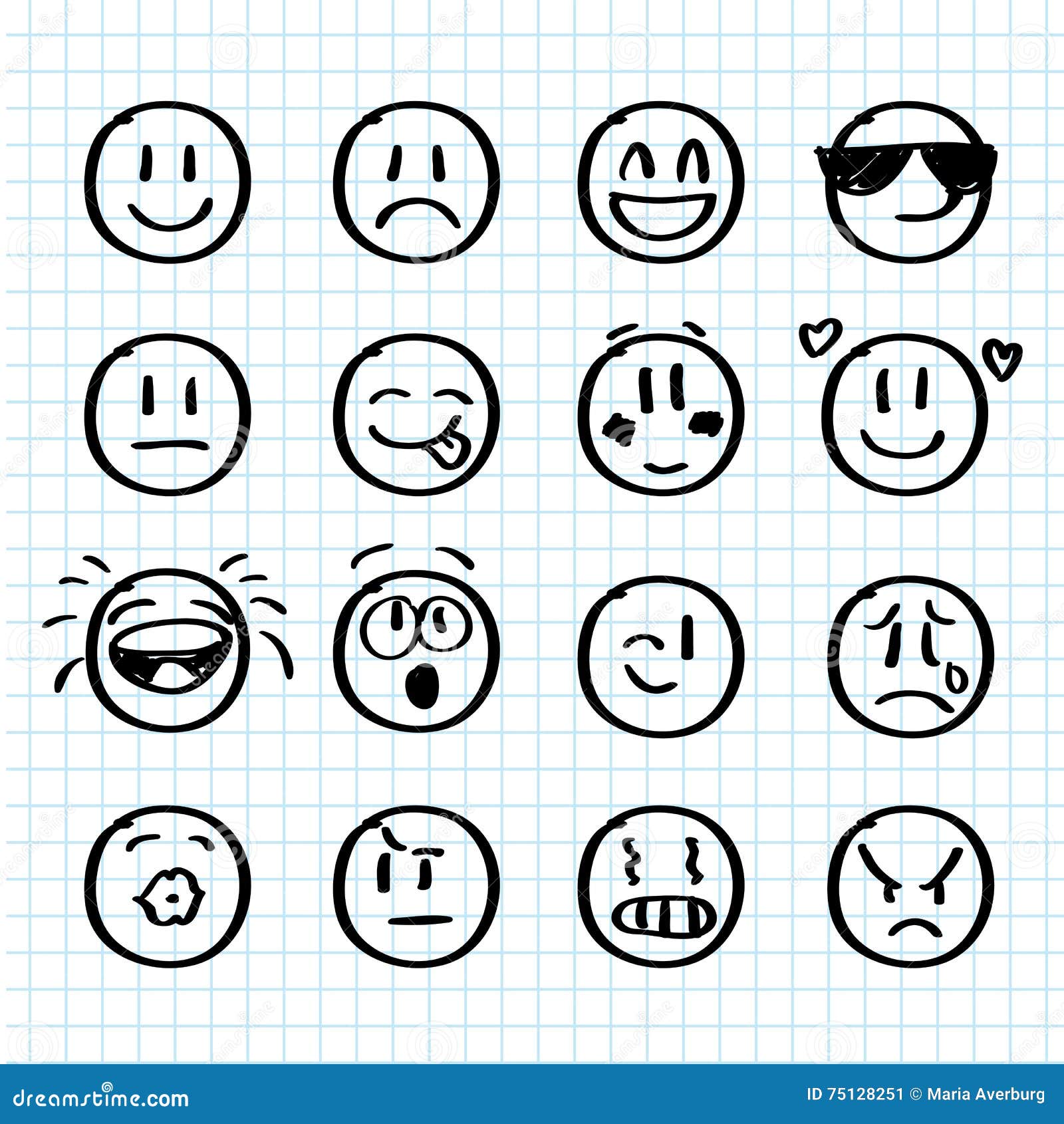 Set of Hand Drawn Smiles on Realistic Paper Stock Vector - Illustration ...