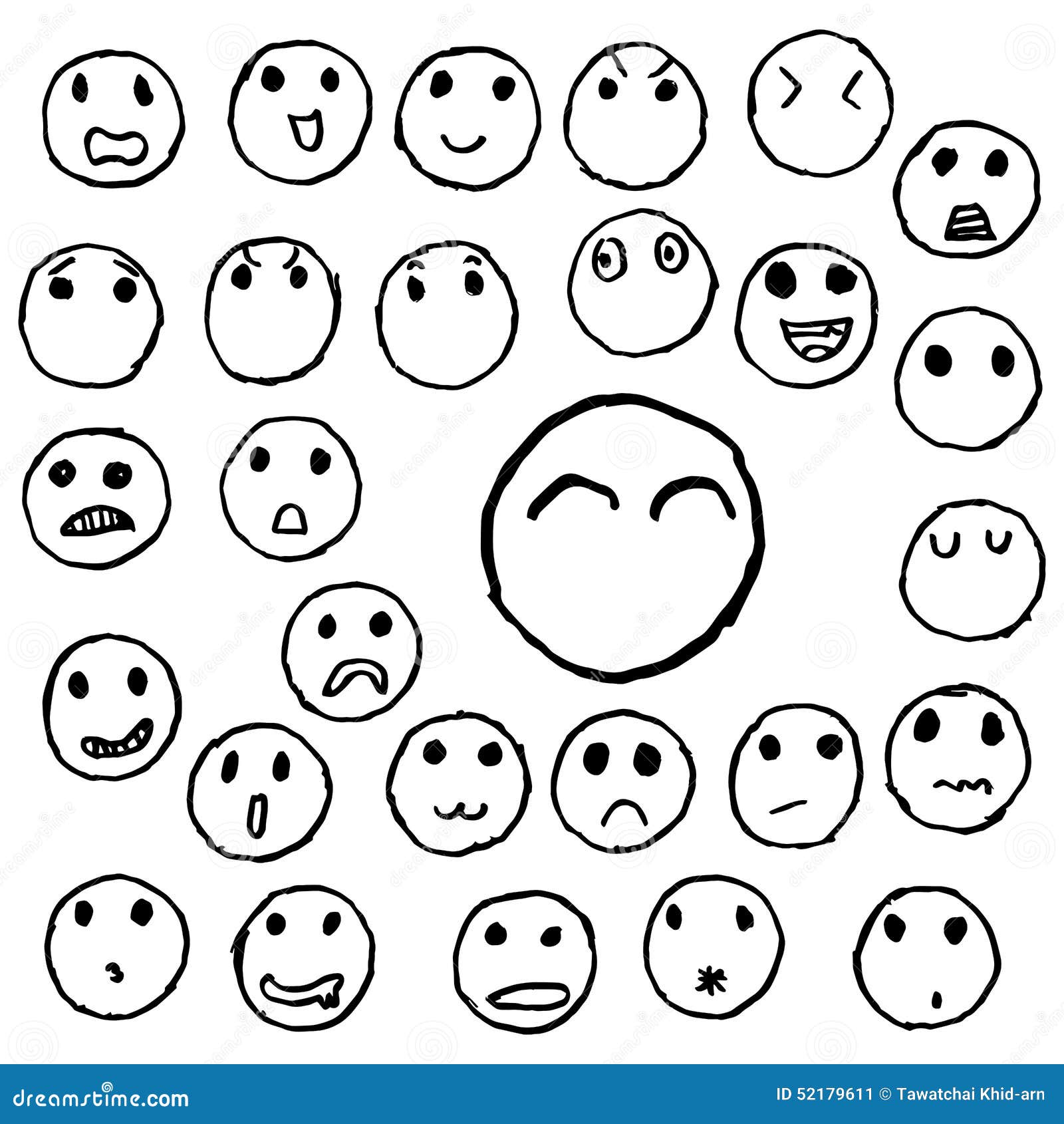 Set Of Hand Drawn Smiley Faces By Little Children Stock Vector - Image ...