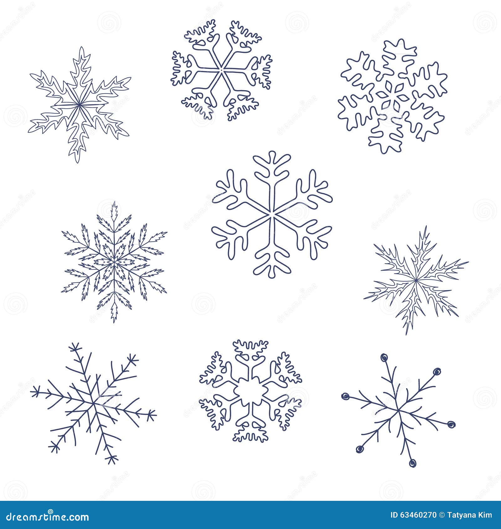 Set of Hand Drawn Snowflakes Stock Vector - Illustration of celebration ...