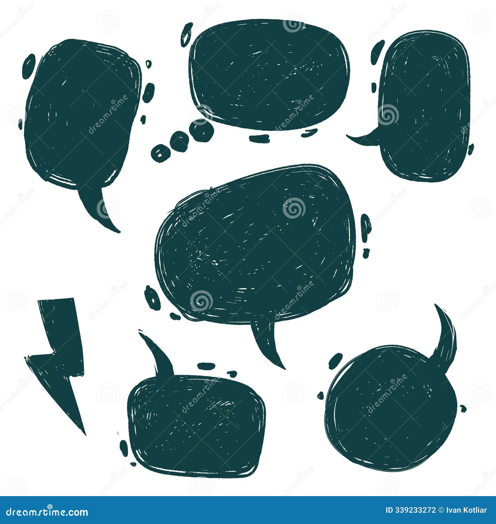 Set of Hand Drawn Speech Bubbles. Communication Speech Balloons Stock ...