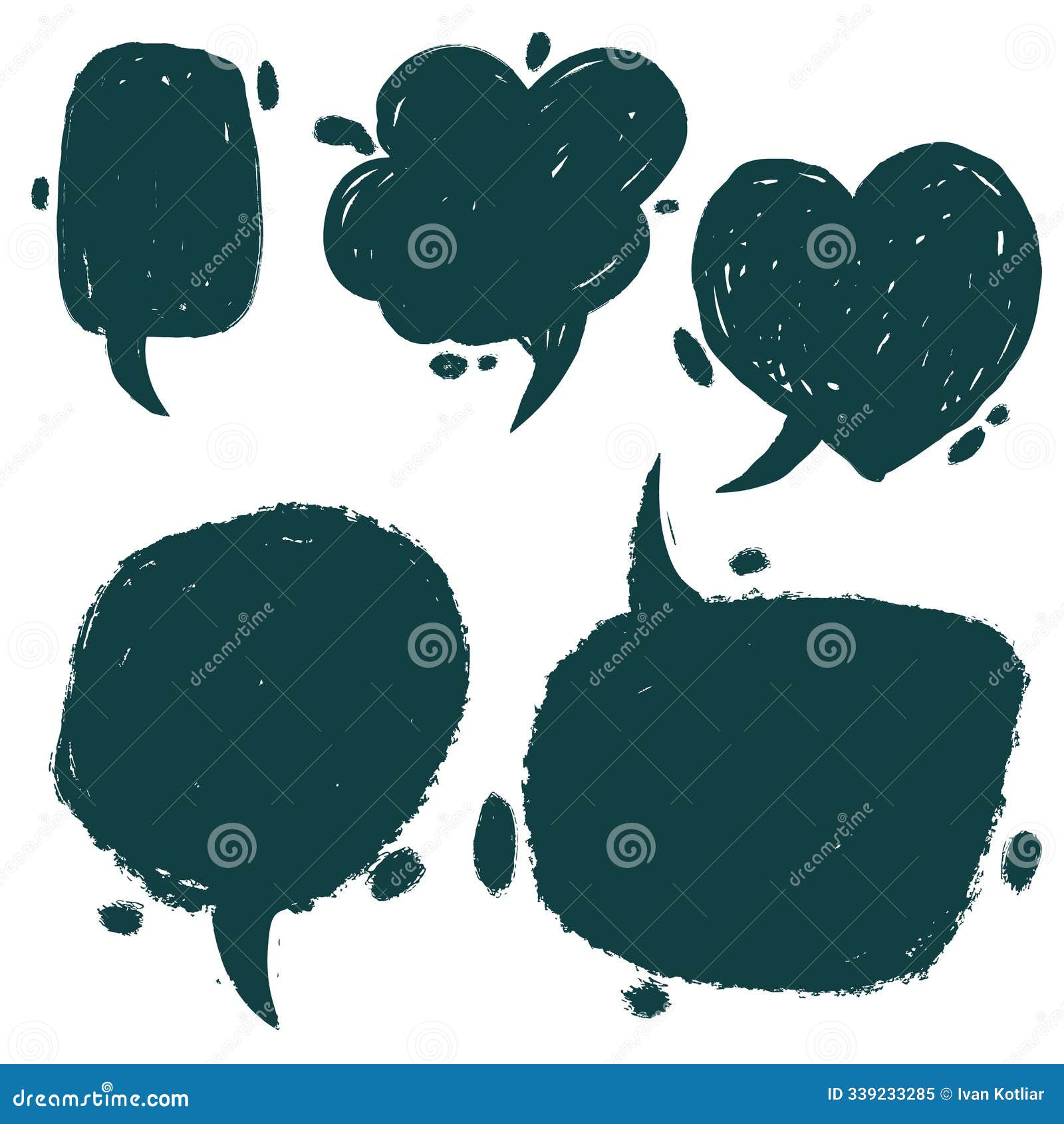 Set of Hand Drawn Speech Bubbles. Communication Speech Balloons Stock ...